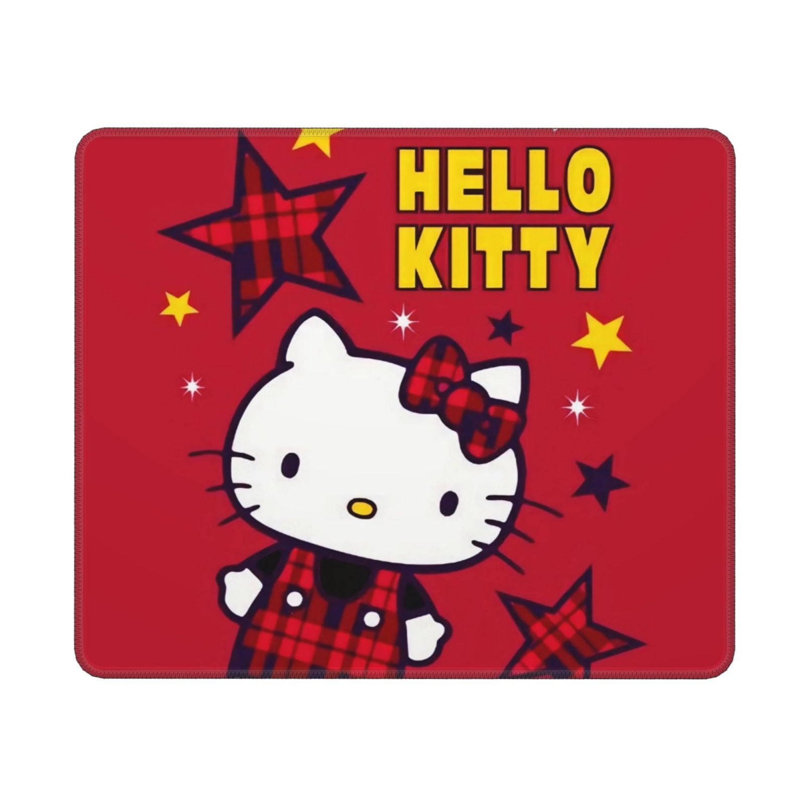 Plaid Hello Kitty Mouse Pad with Stitched Edges,(10X12In) Durable Non ...