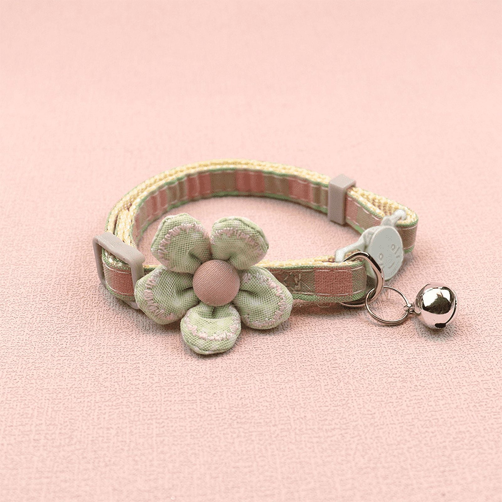 Plaid Kitten Collar with Flower，Cat Collar Breakaway with Bell，Cat ...