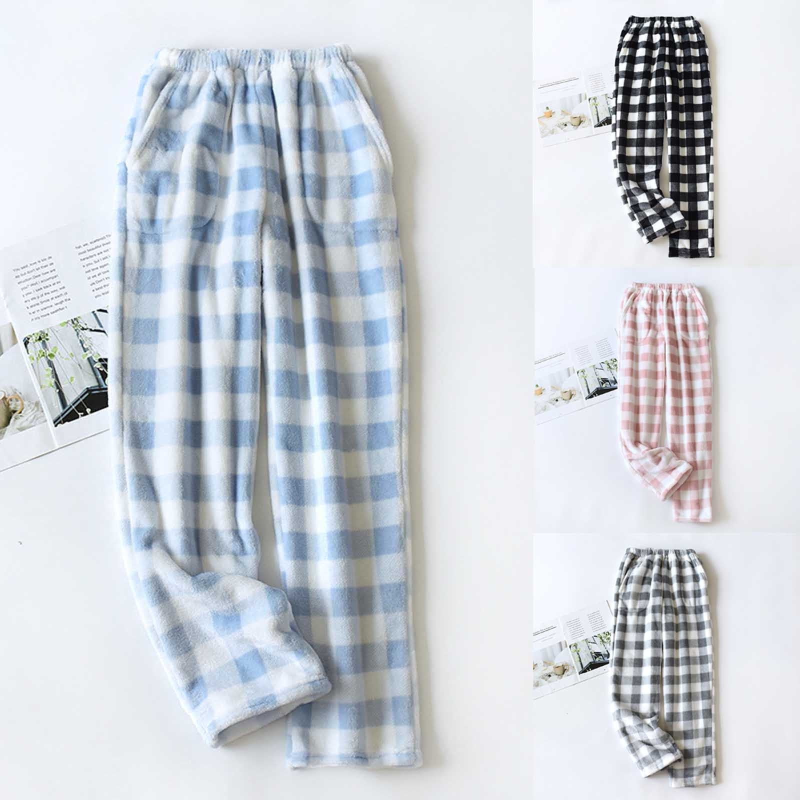 Plaid Leather Pants, Women's Plush Solid Color Home Pants Are ...