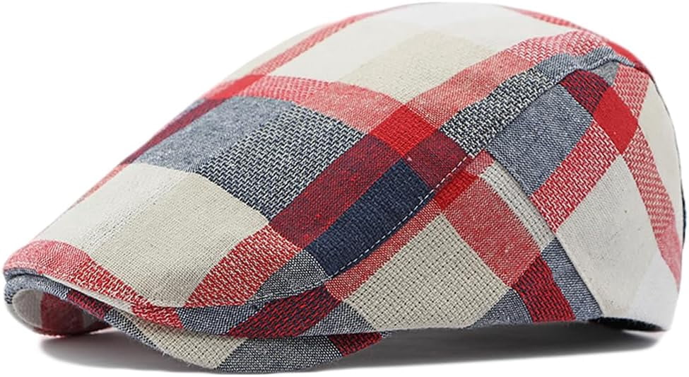Plaid Newsboy Hats Flat Cap for Men Women Adjustable Lightweight Ivy ...