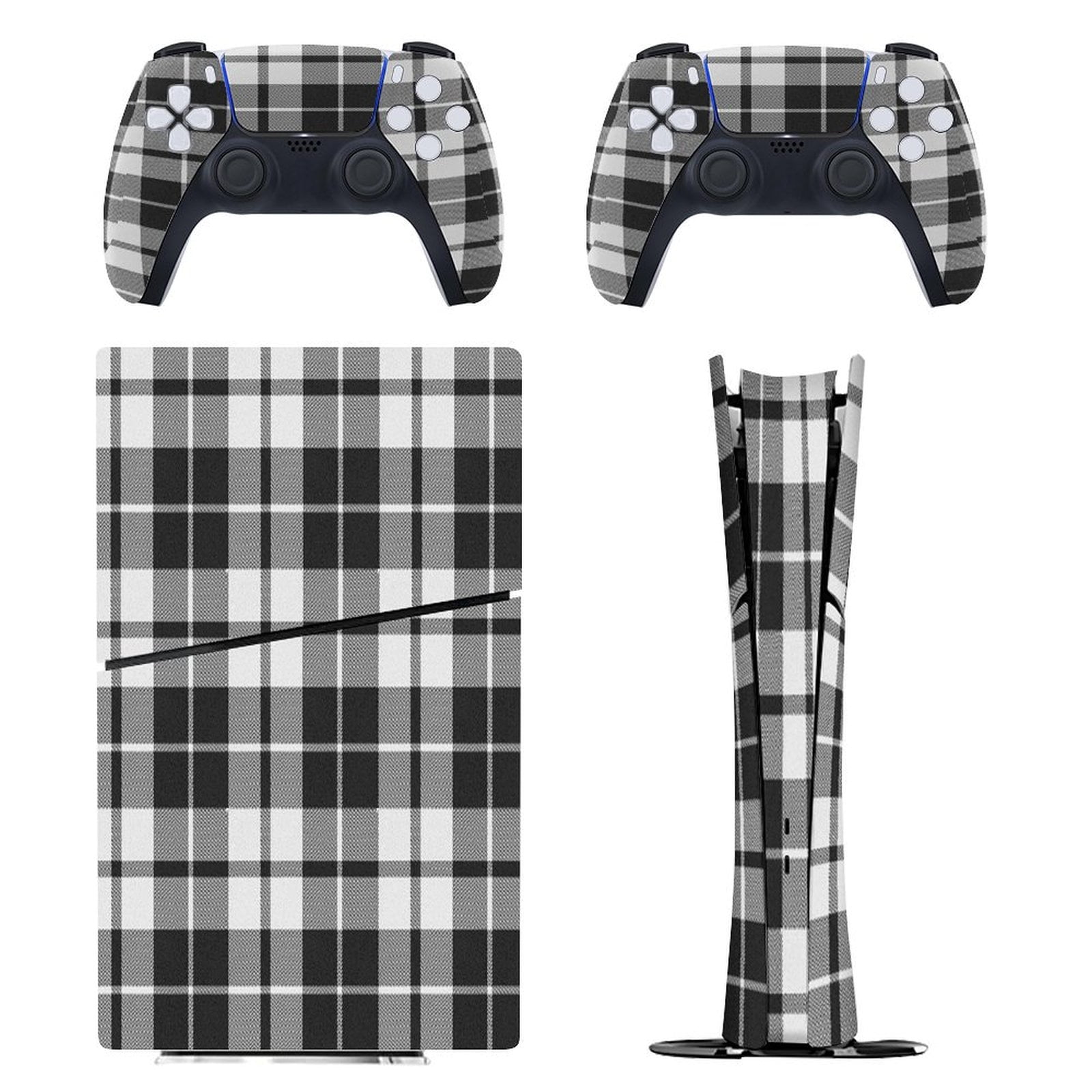 Plaid Pattern Black And White Plaid PS5/PS5 Pro/PS5 Slim Digital Disc ...