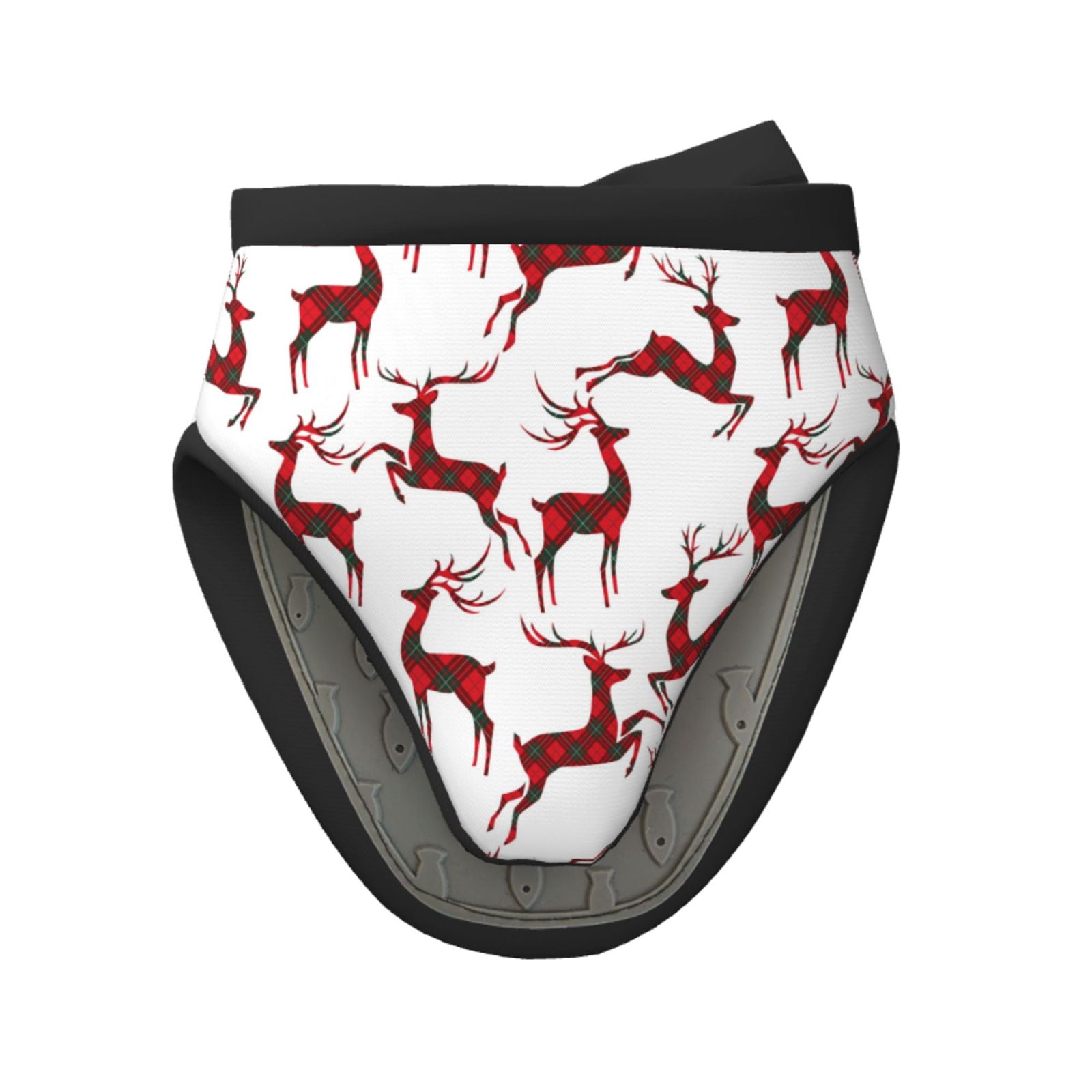 Plaid Pattern Deer Red Oven Mitts Heat Resistant - Soft Lining Silicone ...
