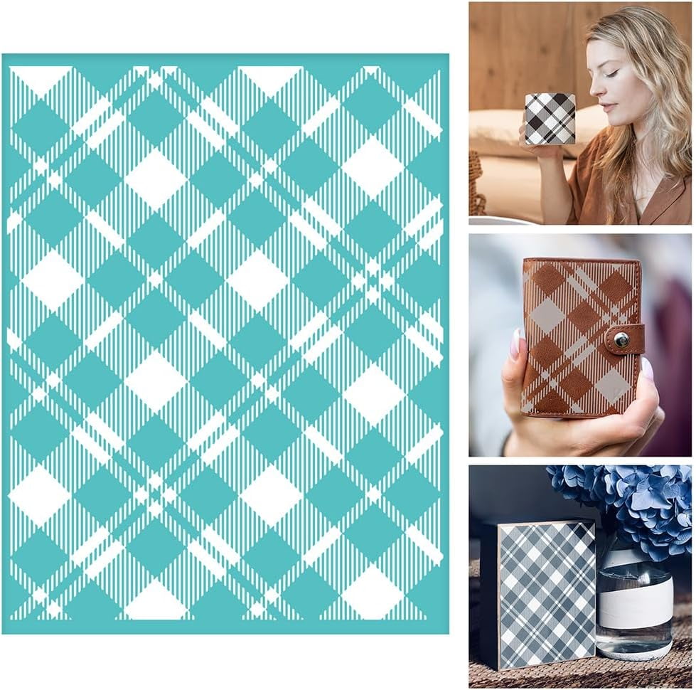 Plaid Pattern Stencils Reusable 8.5x11 Self-Adhesive Buffalo Pattern ...