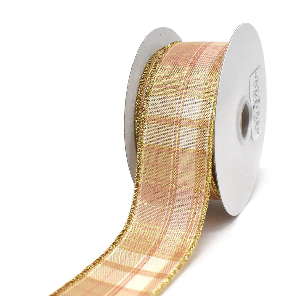 Plaid Pattern Wired Ribbon, Rose Gold, 1-1/2-Inch, 10-Yard - Walmart.com