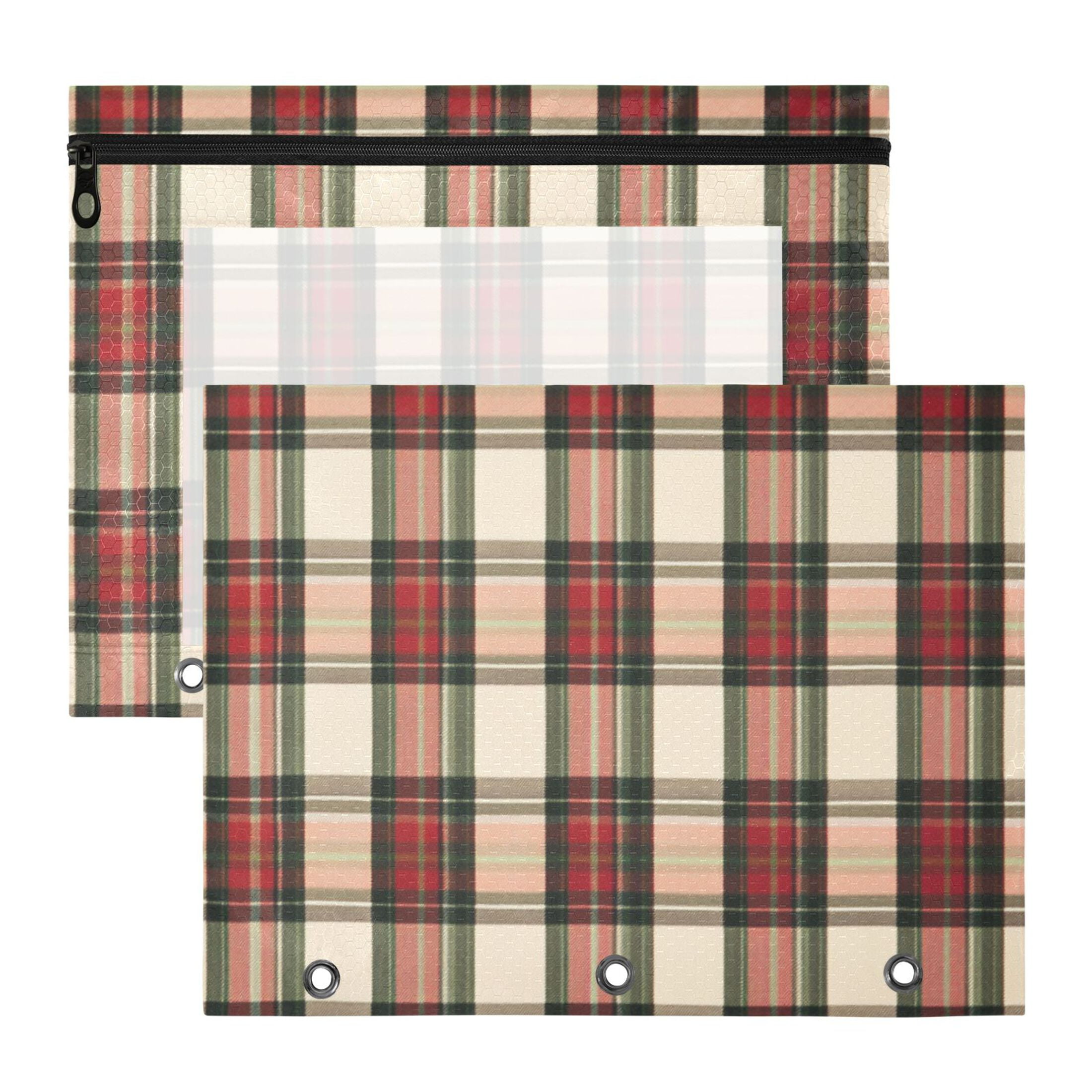 Plaid Pattern with Mixture Colors 3-Ring Binder Pouches A4 Size Zipper ...