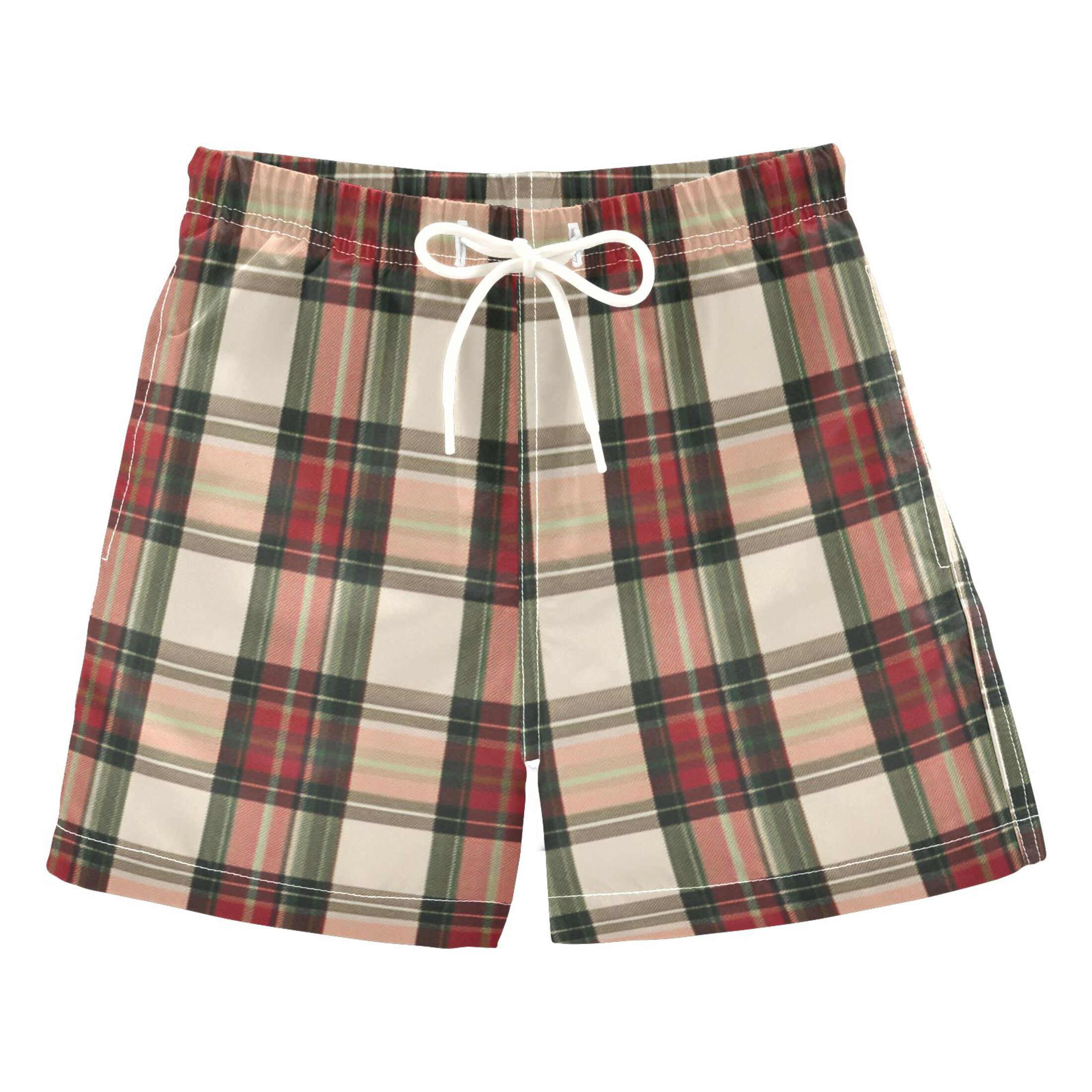 Plaid Pattern with Mixture Colors Boys' Swim Trunks Board Shorts Beach ...