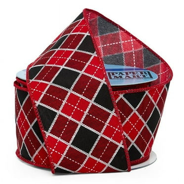Bright Gingham Wired Ribbon, 2 1/2" X 10 Yards, Red, Roll 1 by Paper ...