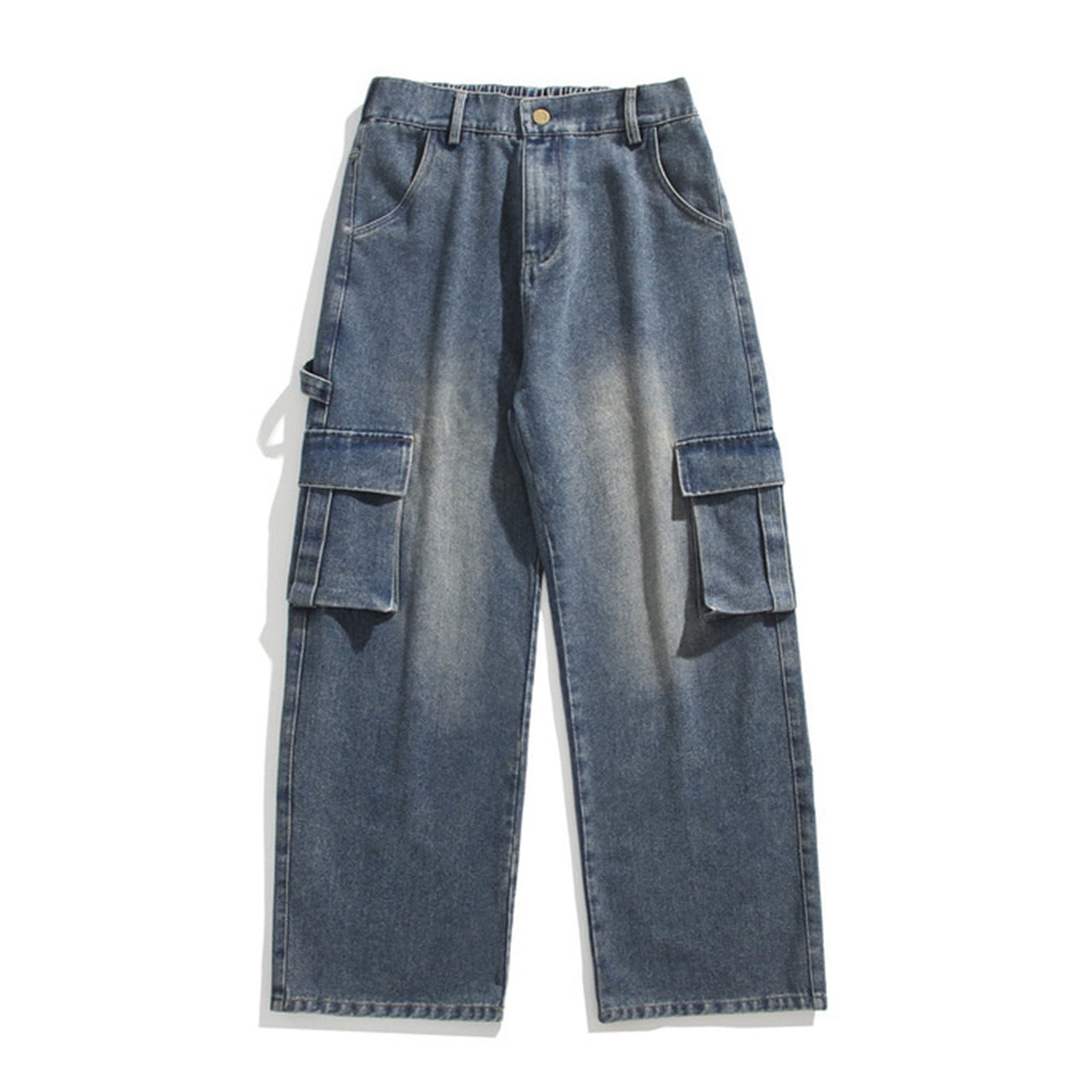 Plaid&Plain Men's Cargo Pants Relaxed Fit with Extra Front Pocket and ...