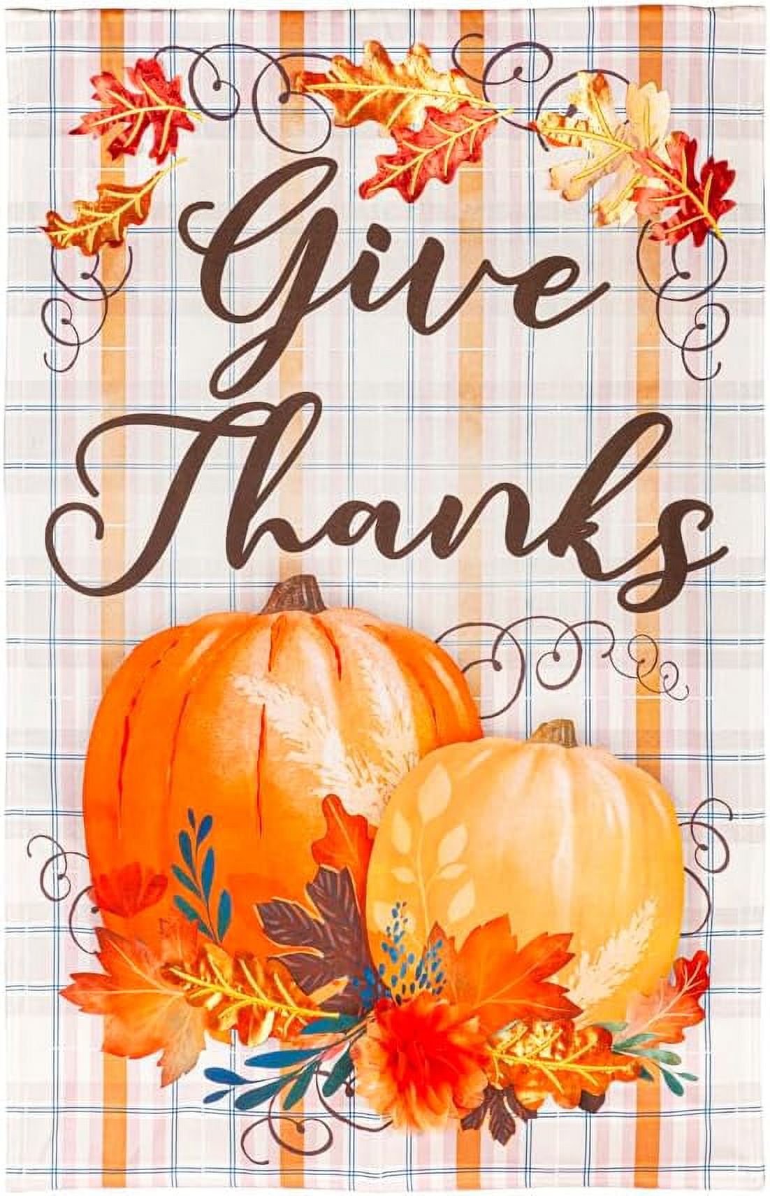 Plaid Pumpkin Greetings Garden Linen Flag, Welcome Fall Garden Flags ...