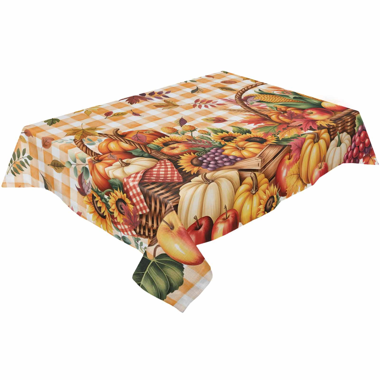 Plaid Pumpkins Fall Rectangle Tablecloth Waterproof & Stainproof ...