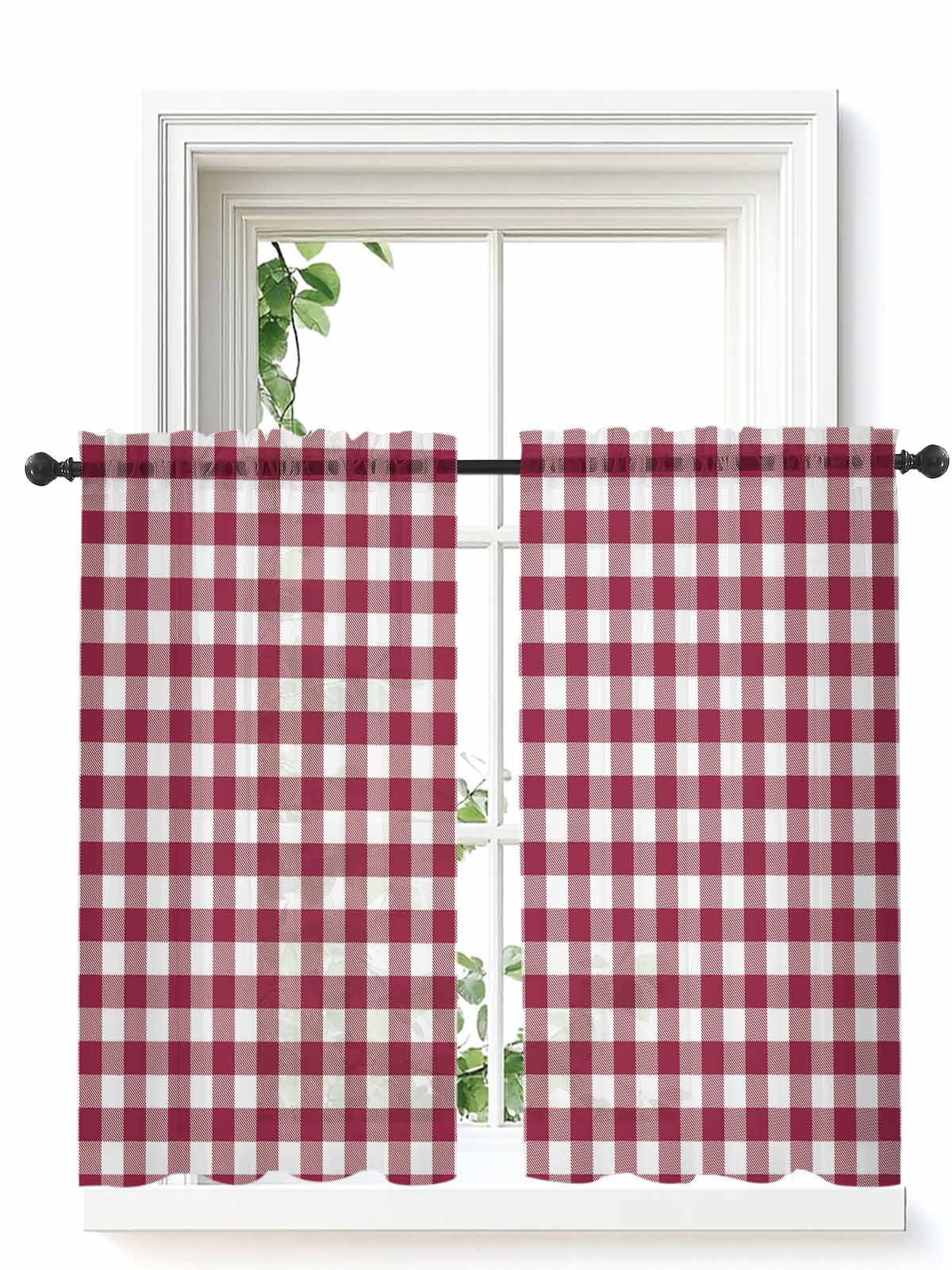 Plaid Red, Curtains 54 Inch Length, Sheer Curtains for Bedroom Living ...