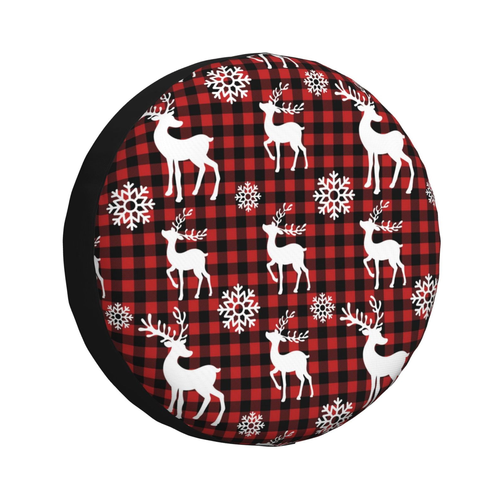 Plaid Reindeer Snowflakes Spare Tire Cover for Trailer Camper RV Truck ...
