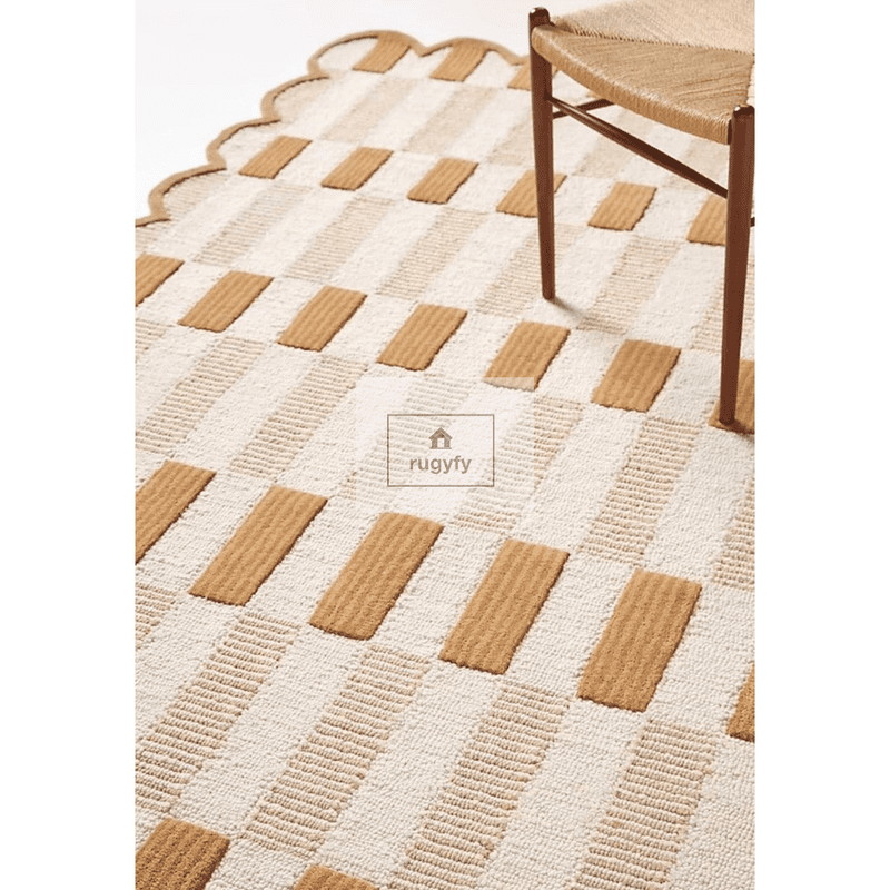 Plaid Rug, Neutral Tufted Wool Area Rug, Entryway Rug, Carpet For ...