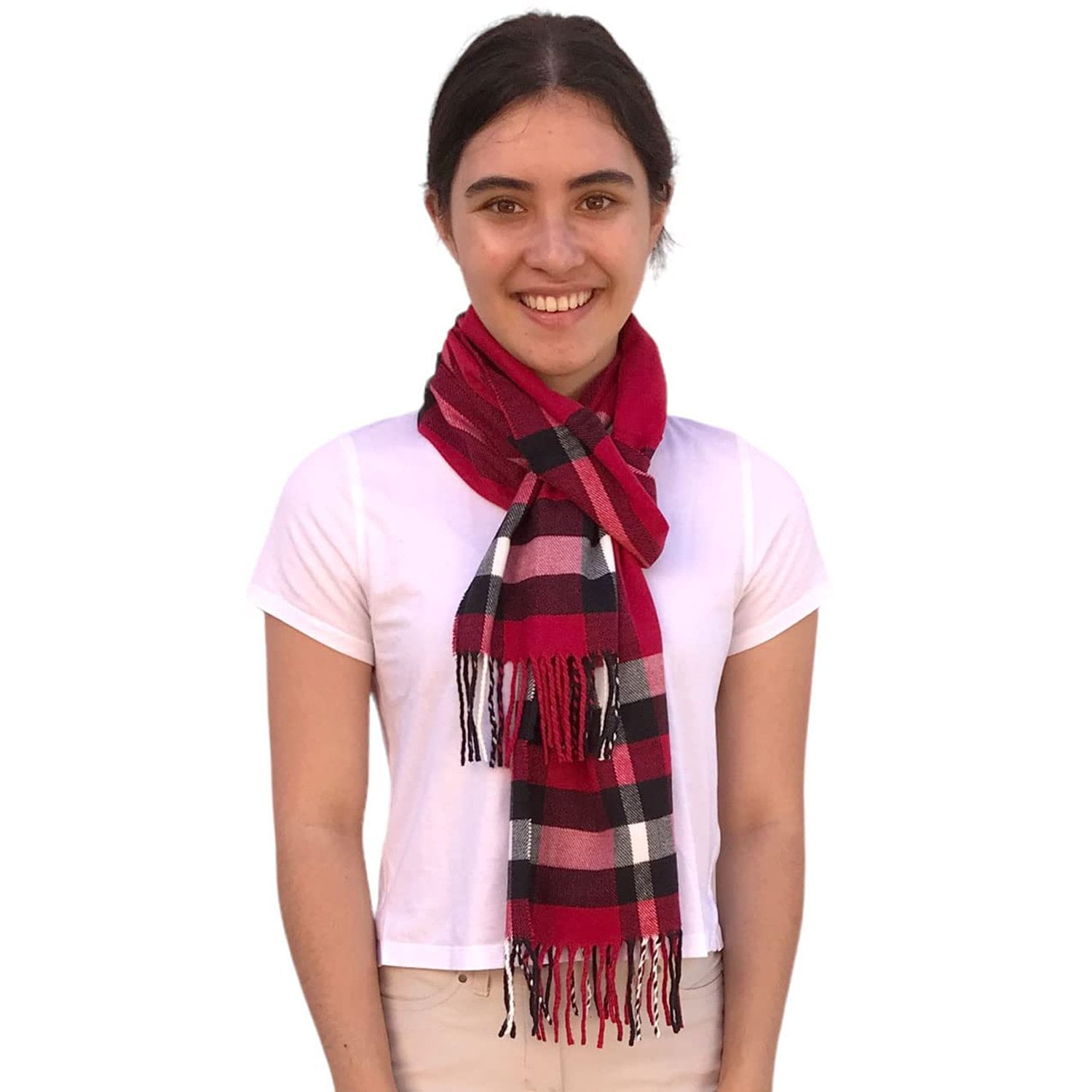 Plaid Scarves Soft Long Checker Tartan Preppy Style Shawl Checkered ...