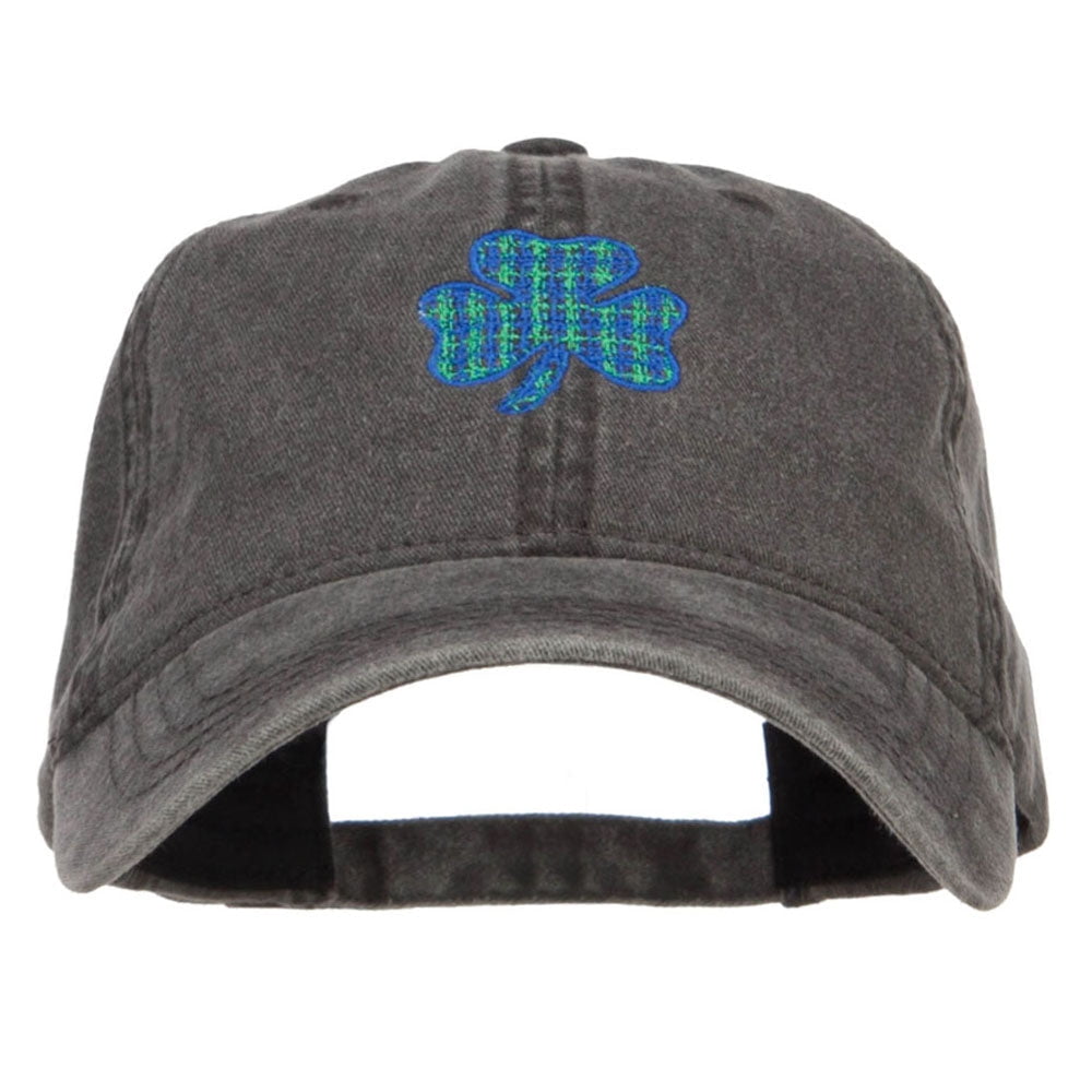 Plaid Shamrock Embroidered Washed Cap - Black OSFM - Walmart.com