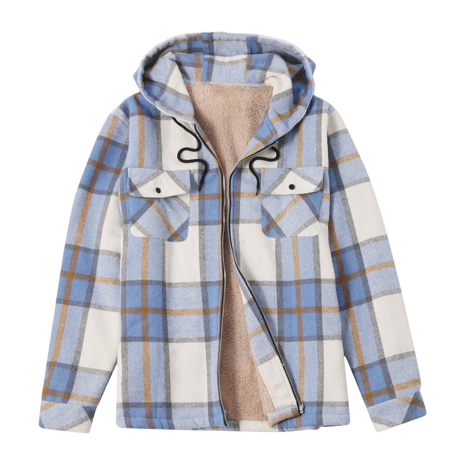 Plaid Sherpa Lined Jackets for Men and Teen Boys Long Sleeve Fleece ...