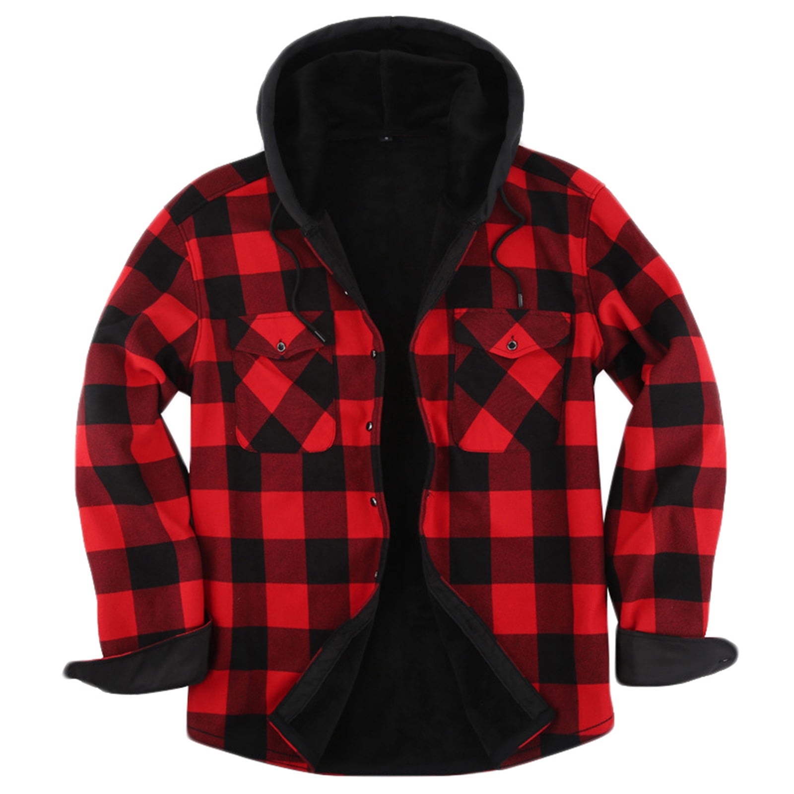 Plaid Sherpa Lined Jackets for Men and Teen Boys Long Sleeve Fleece ...
