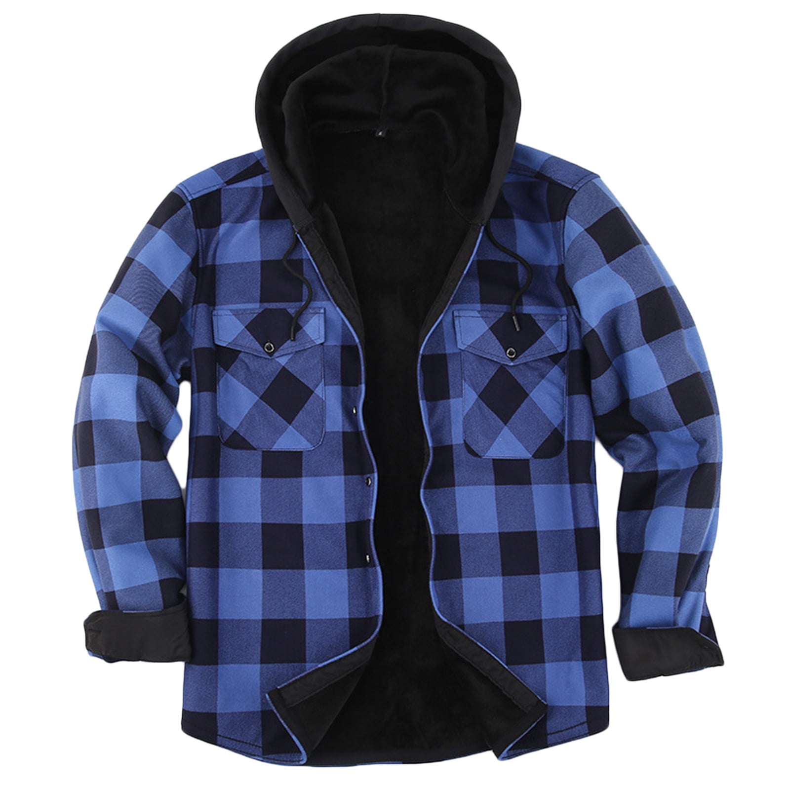 Plaid Sherpa Lined Jackets for Men and Teen Boys Long Sleeve Fleece ...