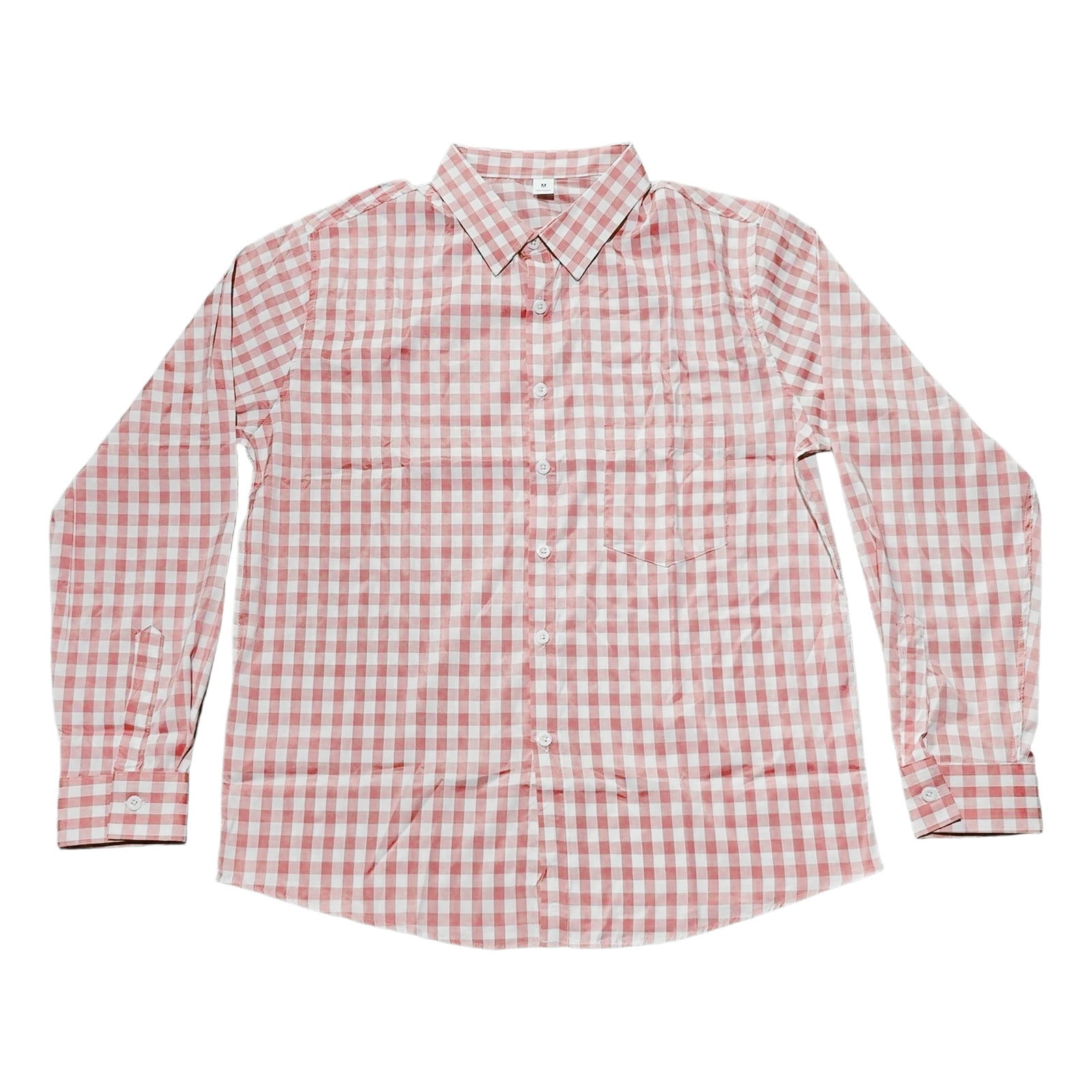 Plaid Shirt Men Long Sleeve Shirt Turn Down Collar Woven Open Front ...