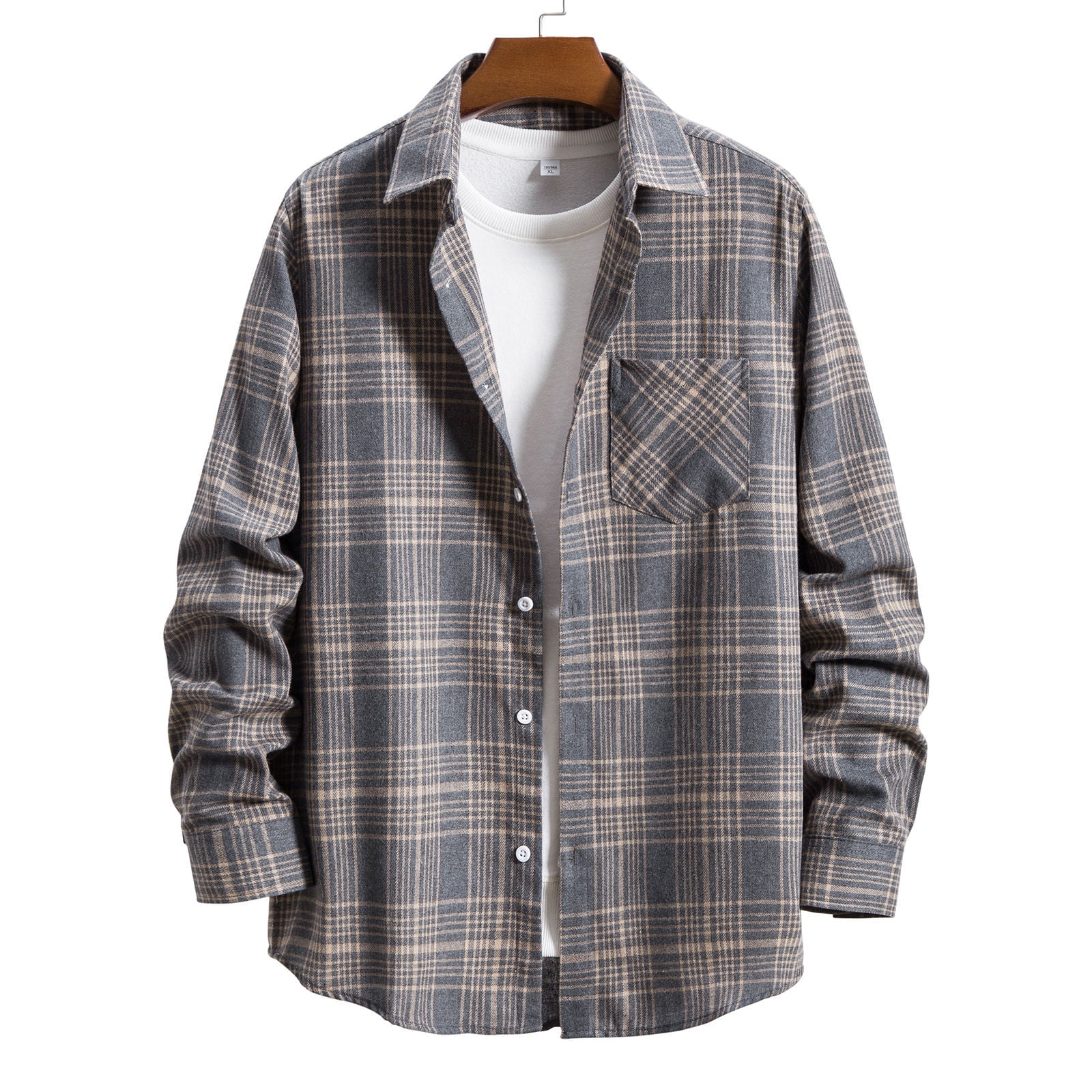Plaid Shirts,Flannel Plaid Shirt for Men Regular Fit Button Down Shirts ...