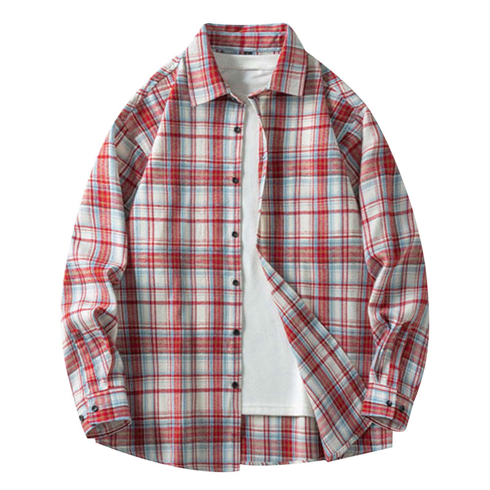 Plaid Shirts for Men Casual Shirt Jacket Long Sleeve Button Turn Down ...
