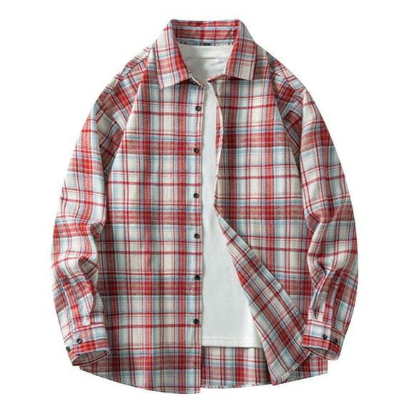 Plaid Shirts for Men Casual Shirt Jacket Long Sleeve Button Turn Down ...