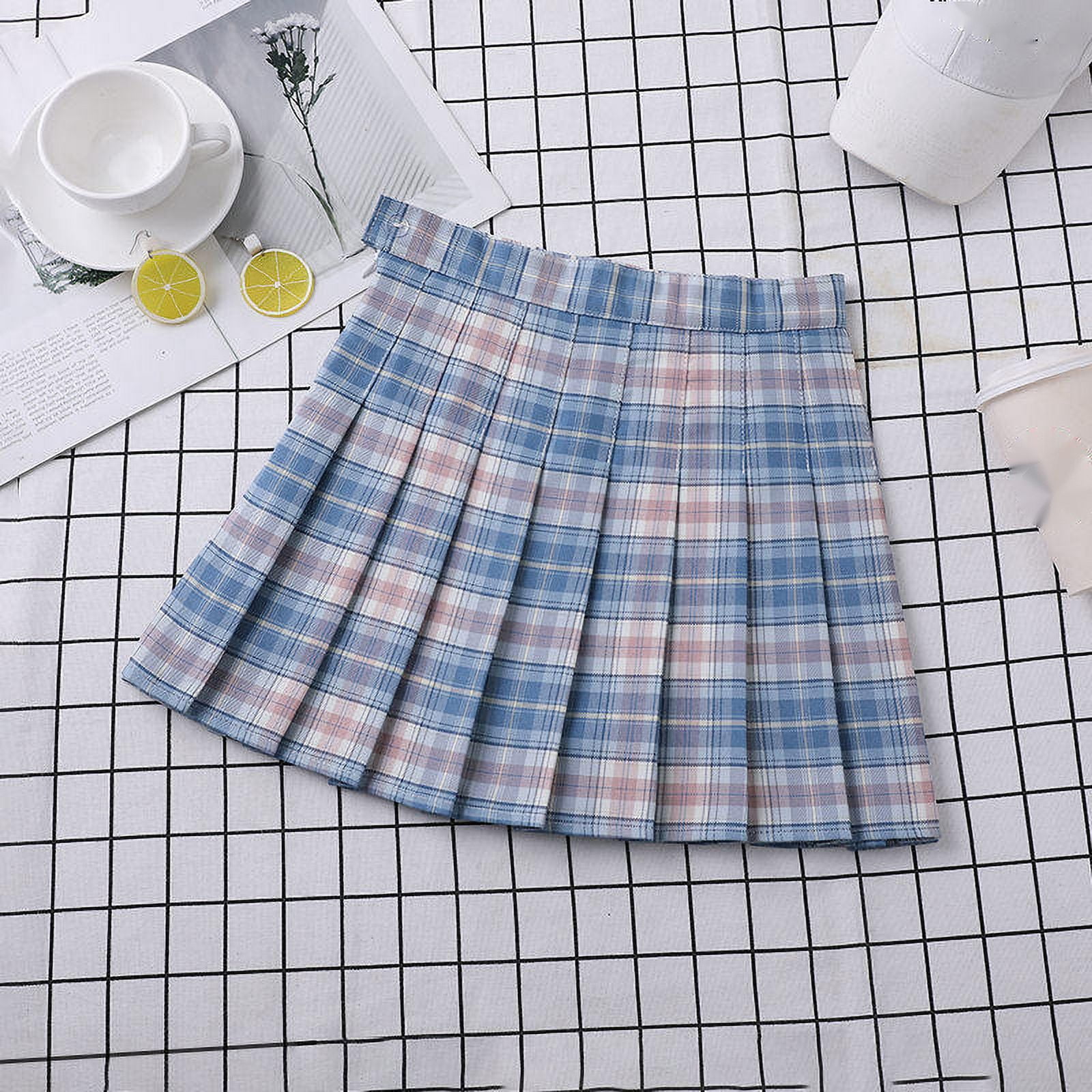 Plaid Skirt Pleated High-Waist Women's 2022 Summer A-Line n College ...