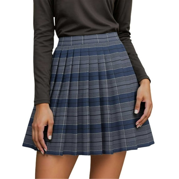 Plaid Skirt Women High Waist Pleated Mini Skirt A Line Tartan Skirt ...