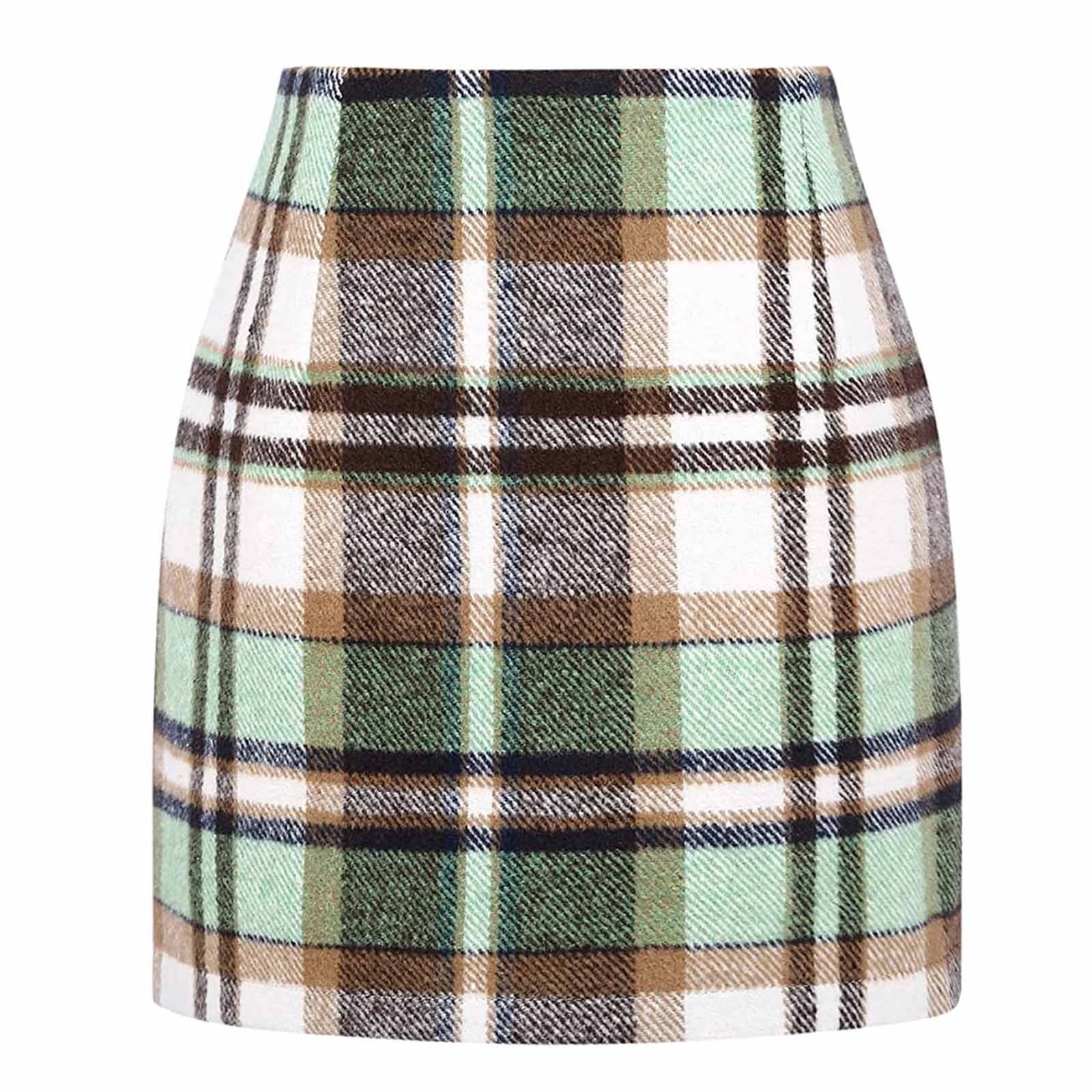 Savings Plaid Skirt, Womens 2024 Fashion Wool High Waist Pencil Skirt ...