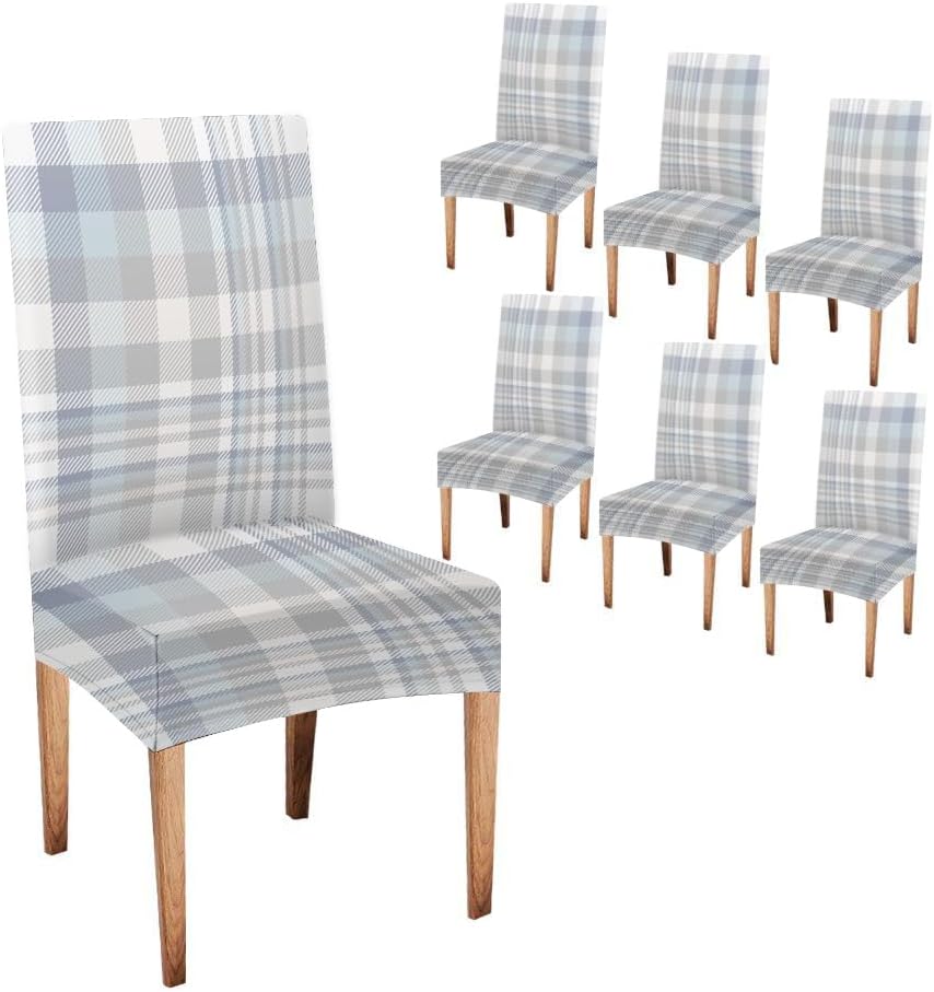 Plaid Slip Covers for Dining Chairs Set of 6 Seamless Plaid Check ...