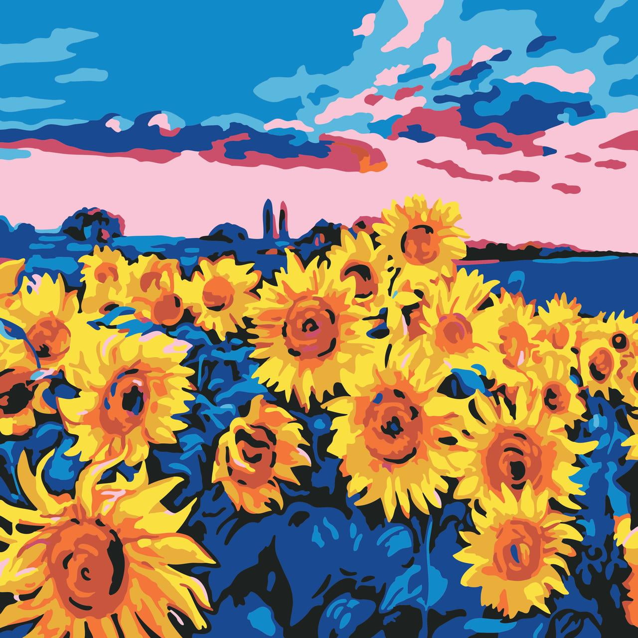 Plaid Sunflower Meadow Modern Paint-by-Number Art Kit, 12 Piece ...