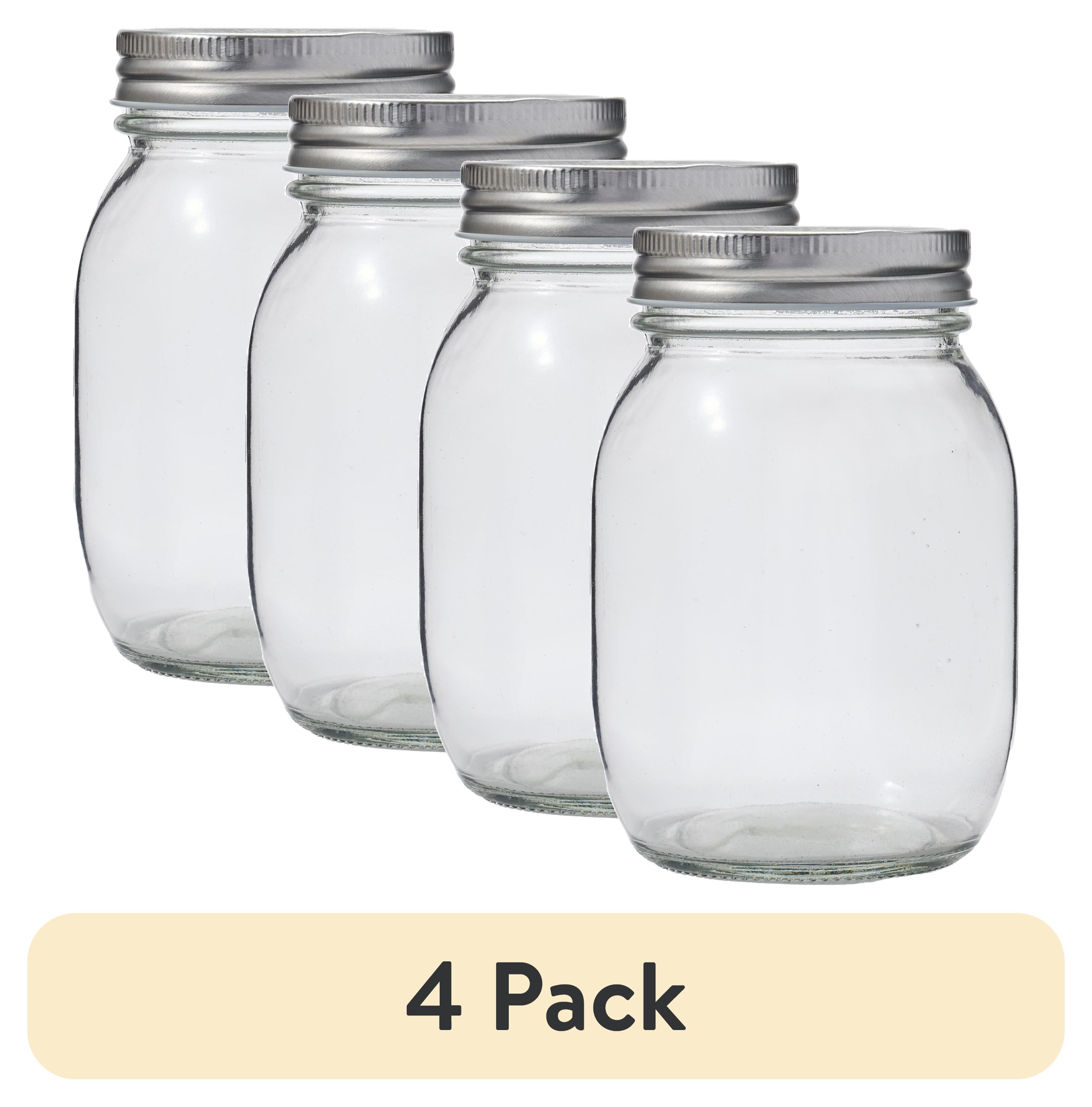 (4 pack) Plaid Surface Glass Mason Jar, 16 oz - Walmart.com