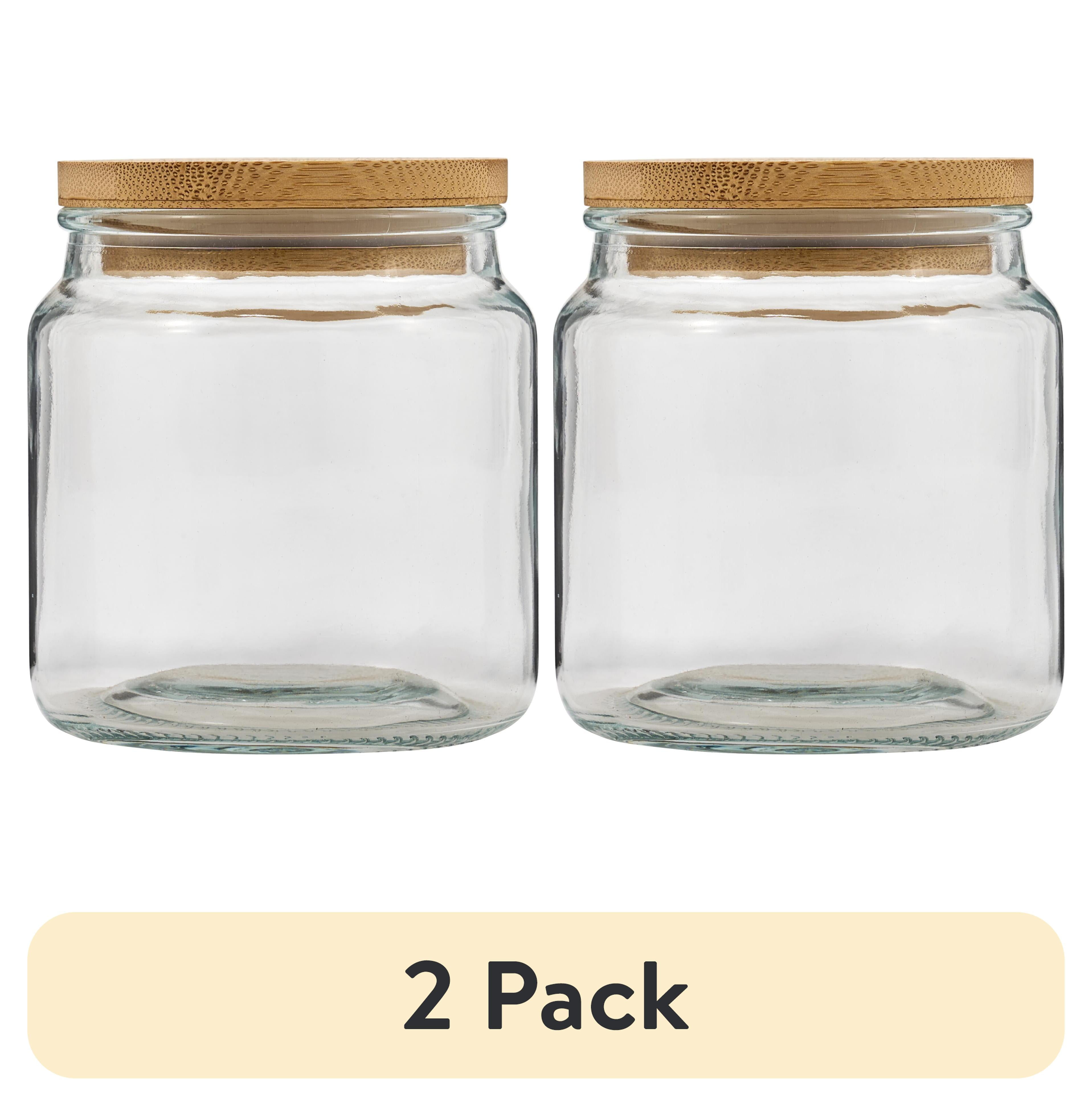 (2 pack) Plaid Surfaces Glass Jar with Bamboo Lid, 550 ml Clear ...