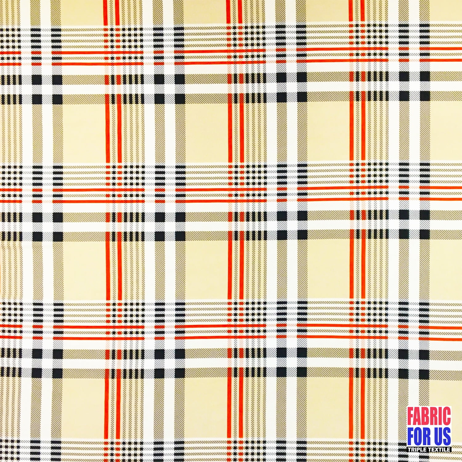 Plaid/Tartan Design Taupe Color Poly-Spandex Stretch Fabric 58"/60 ...