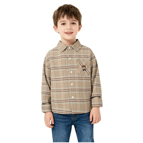 Plaid Thermal Casual Outfit for Kids Girl Boy Fall Winter Long Sleeve ...