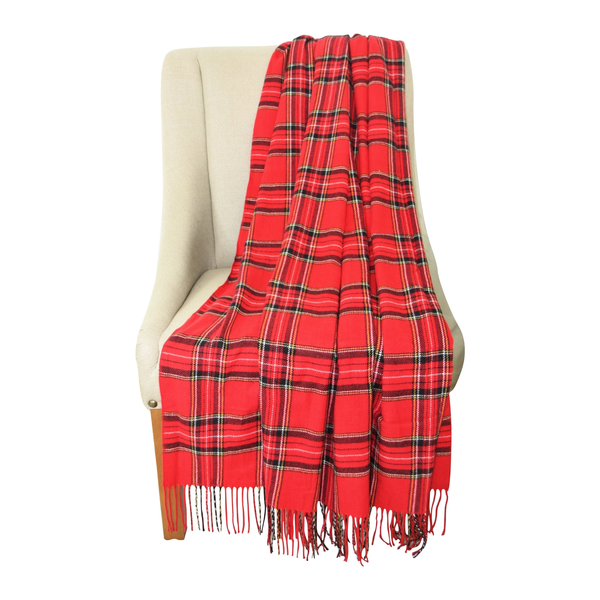 Plaid Throw Blanket 50 x 60 Inch Decorative Classic Blanket ...