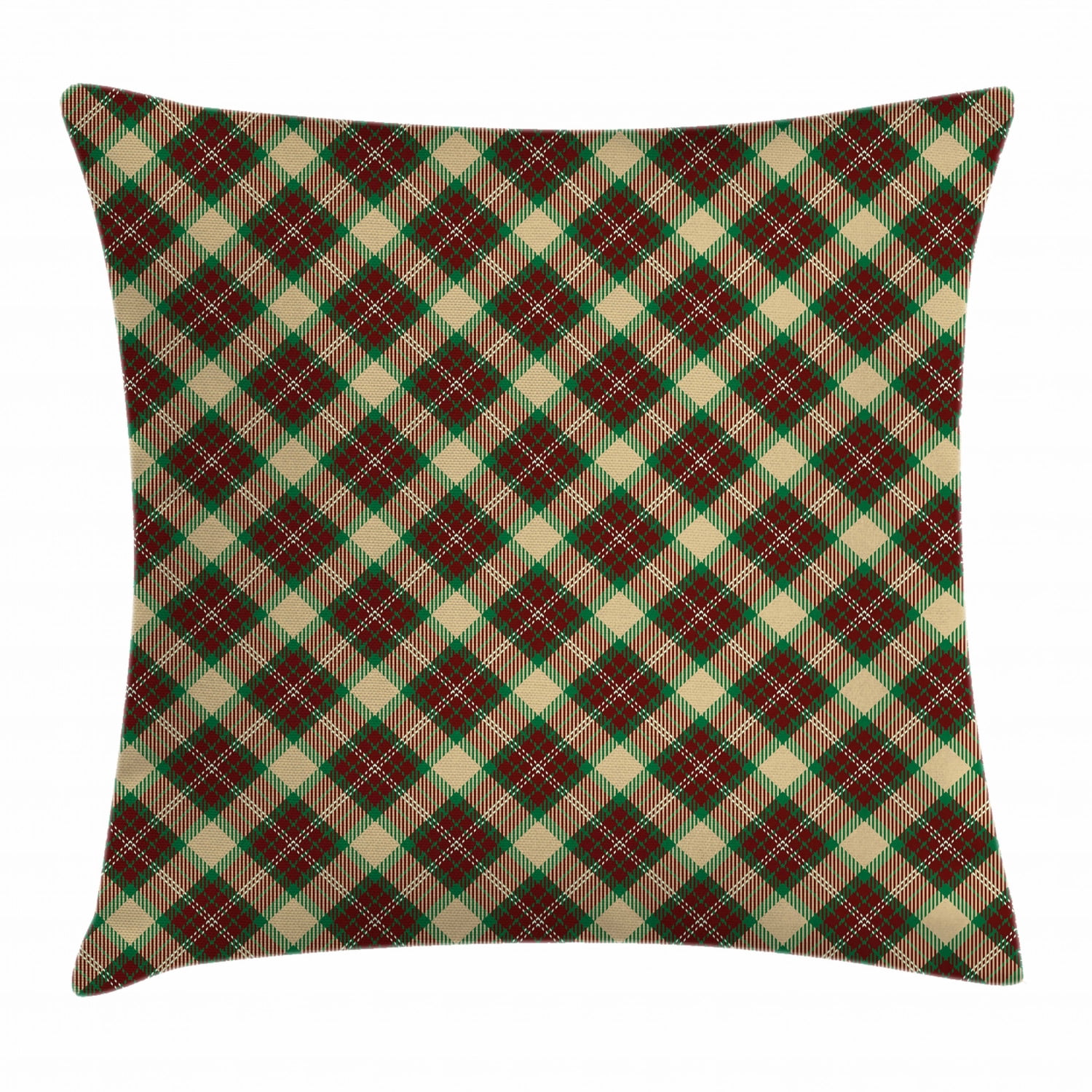 Plaid Throw Pillow Cushion Cover, Tartan Pattern with Diagonal Squares ...