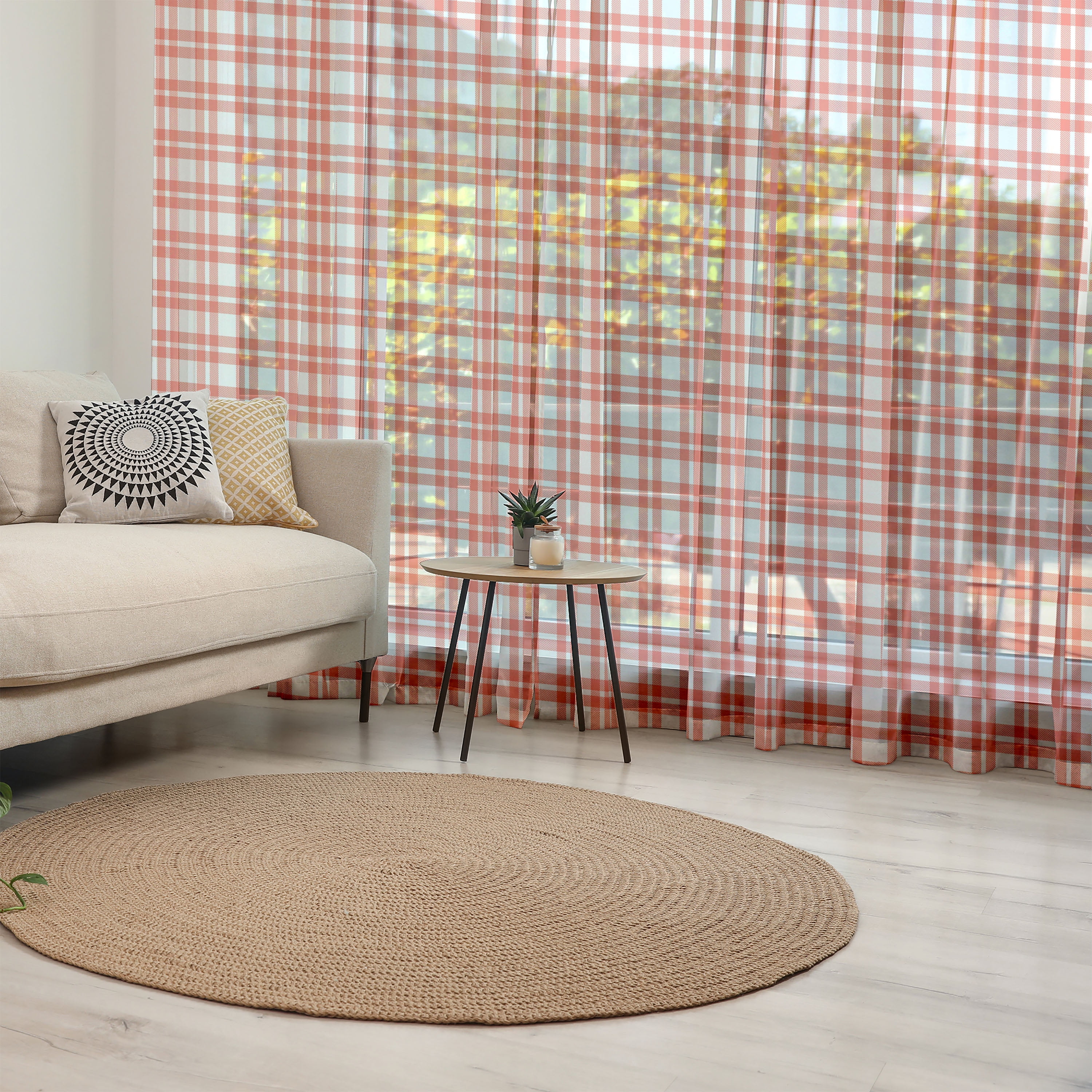 Plaid Tulle Curtains with Rod Pocket, Colored and Checkered Country ...