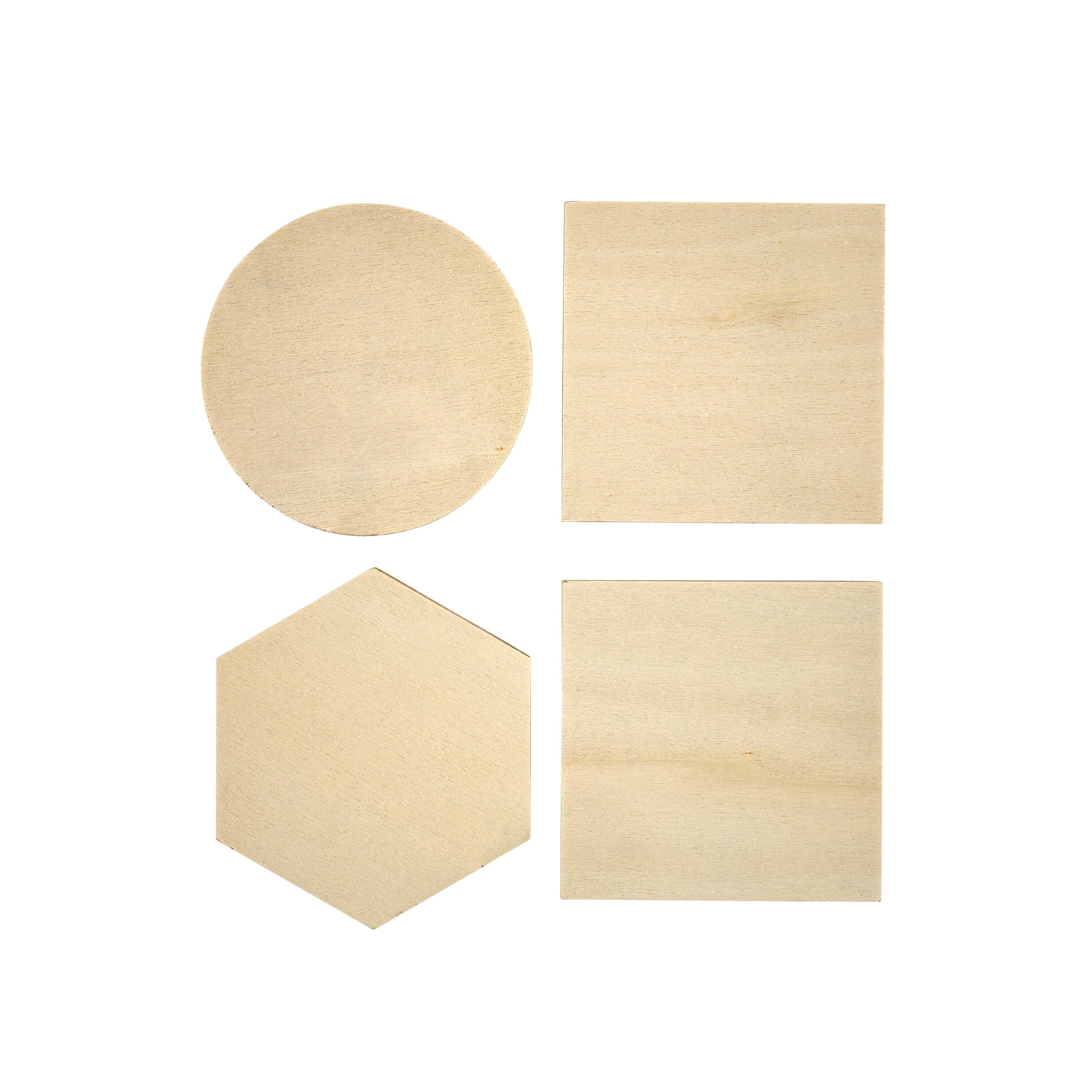 Plaid Unpainted Wooden Chunky Shapes Pack of 4 for Crafting, Includes ...