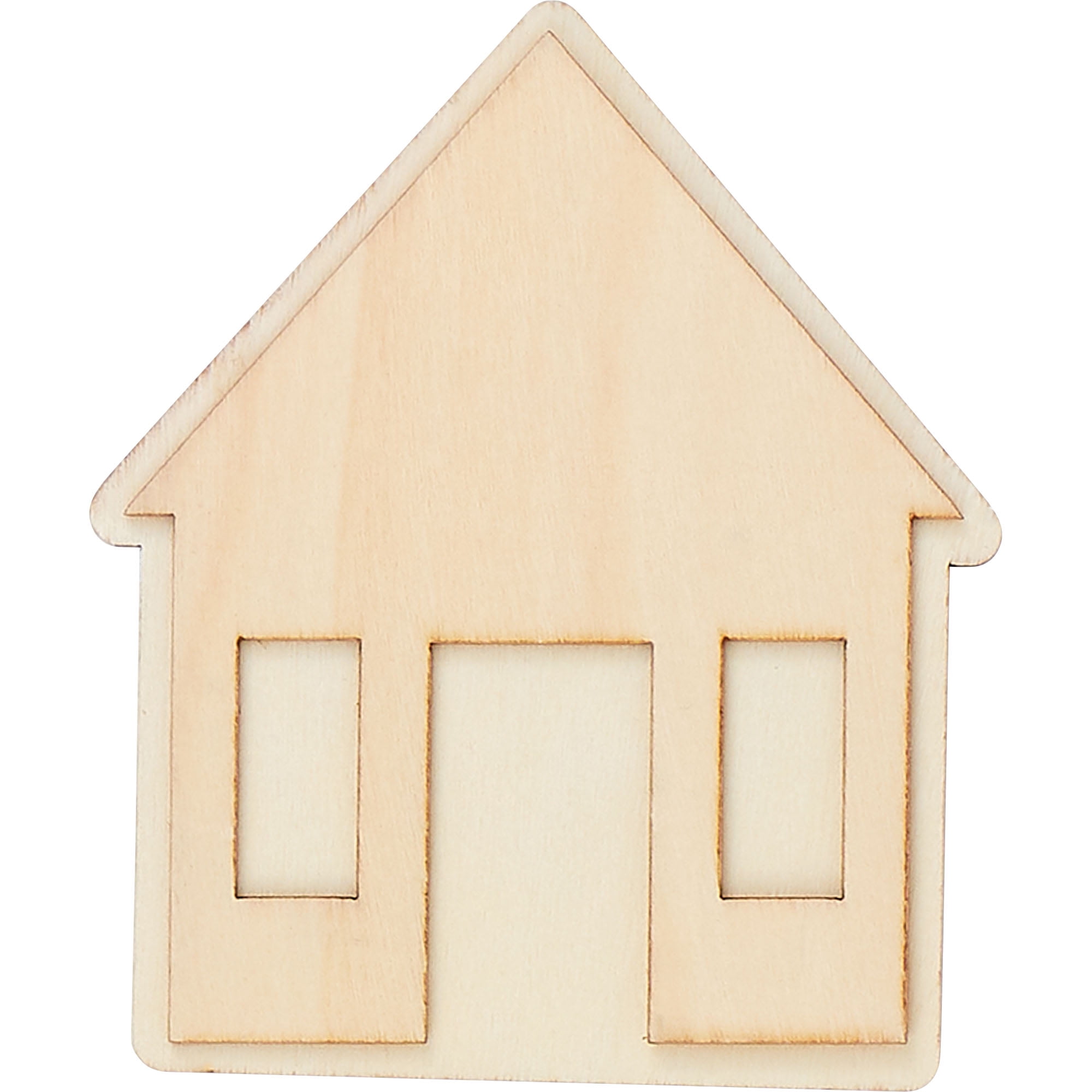 Plaid Unpainted Wood Surface, House Layered Shape, 1 Piece, 4" x 3.5 ...