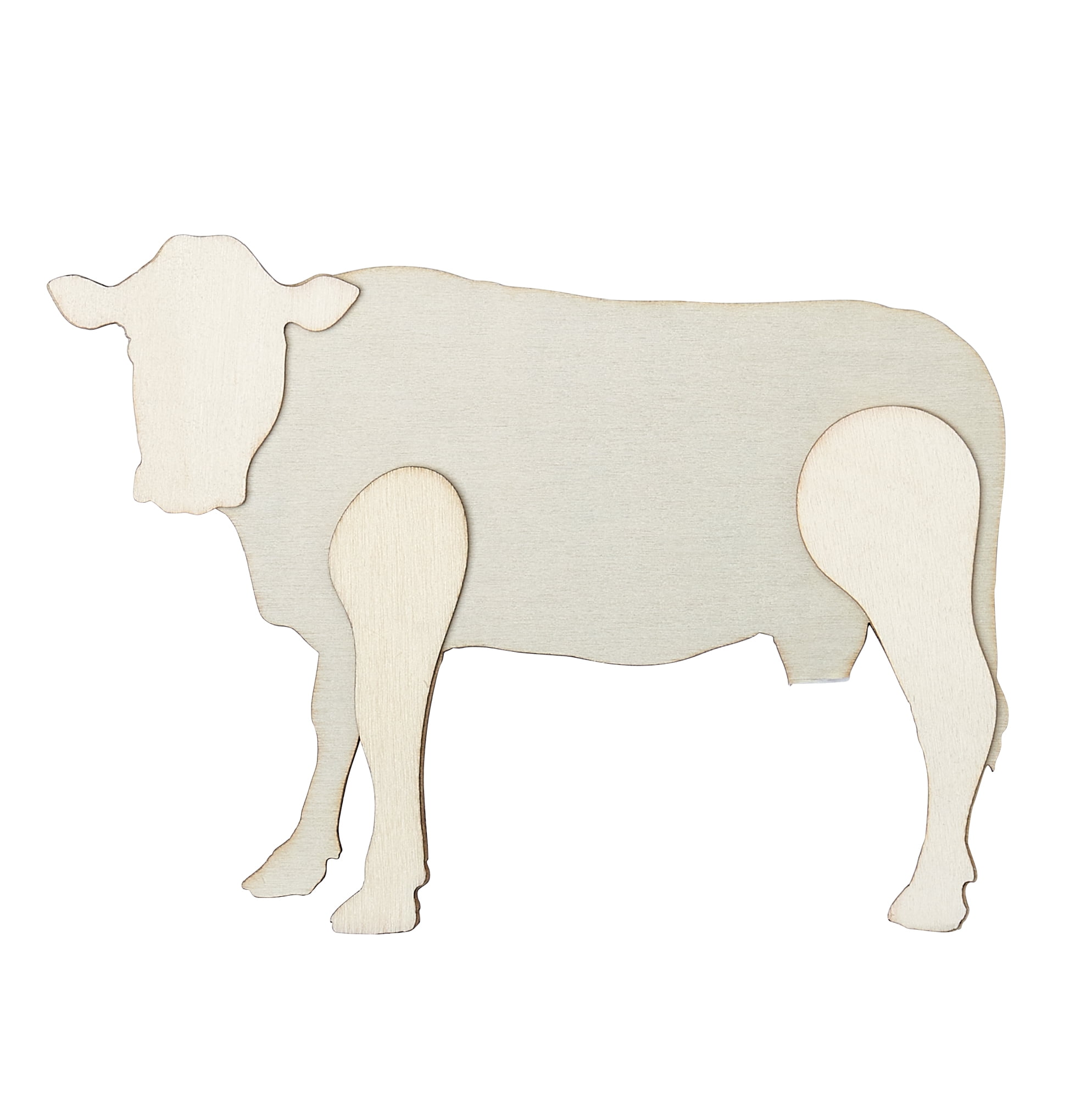 Plaid Unpainted Wood Surface Layered Shape, Cow, 7" - Walmart.com