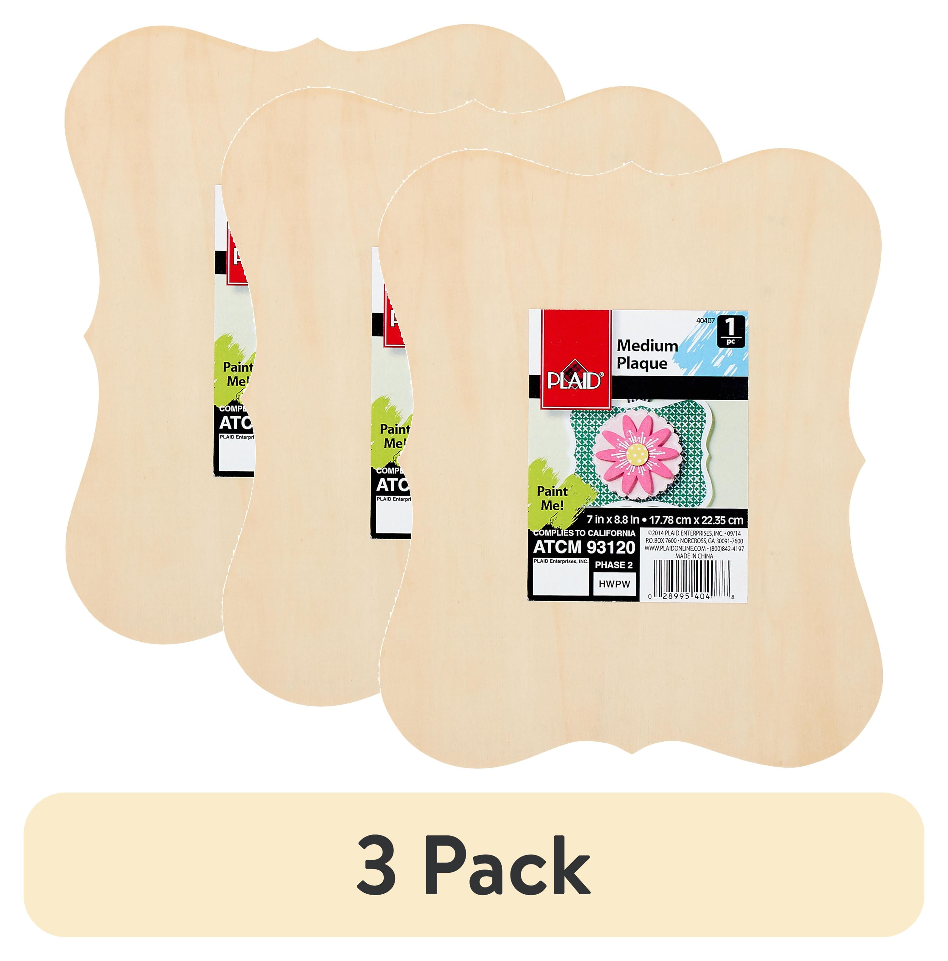 (3 pack) Plaid Unpainted Wood Surface, Medium Die Cut Plaque, 1 Piece ...