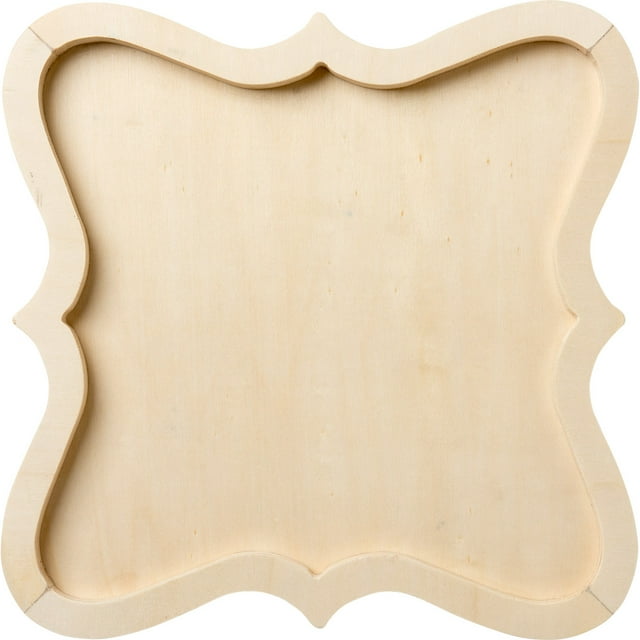 Plaid Unpainted Wood Surface, Scalloped Edged Wood Panel Shape, 1 Piece ...
