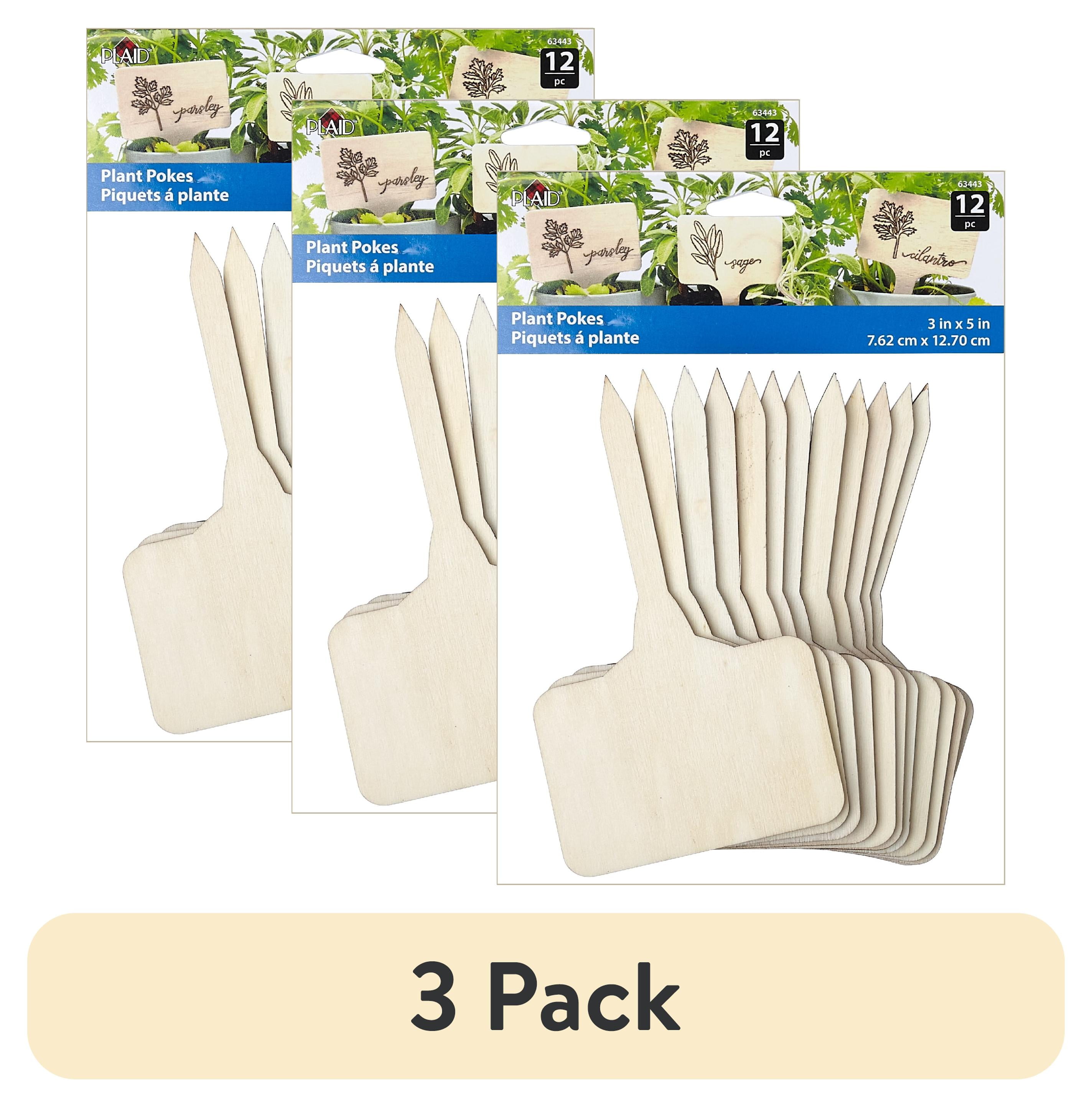 (3 pack) Plaid Unpainted Wood Surfaces Plant Poke Signs, Set of 12 ...