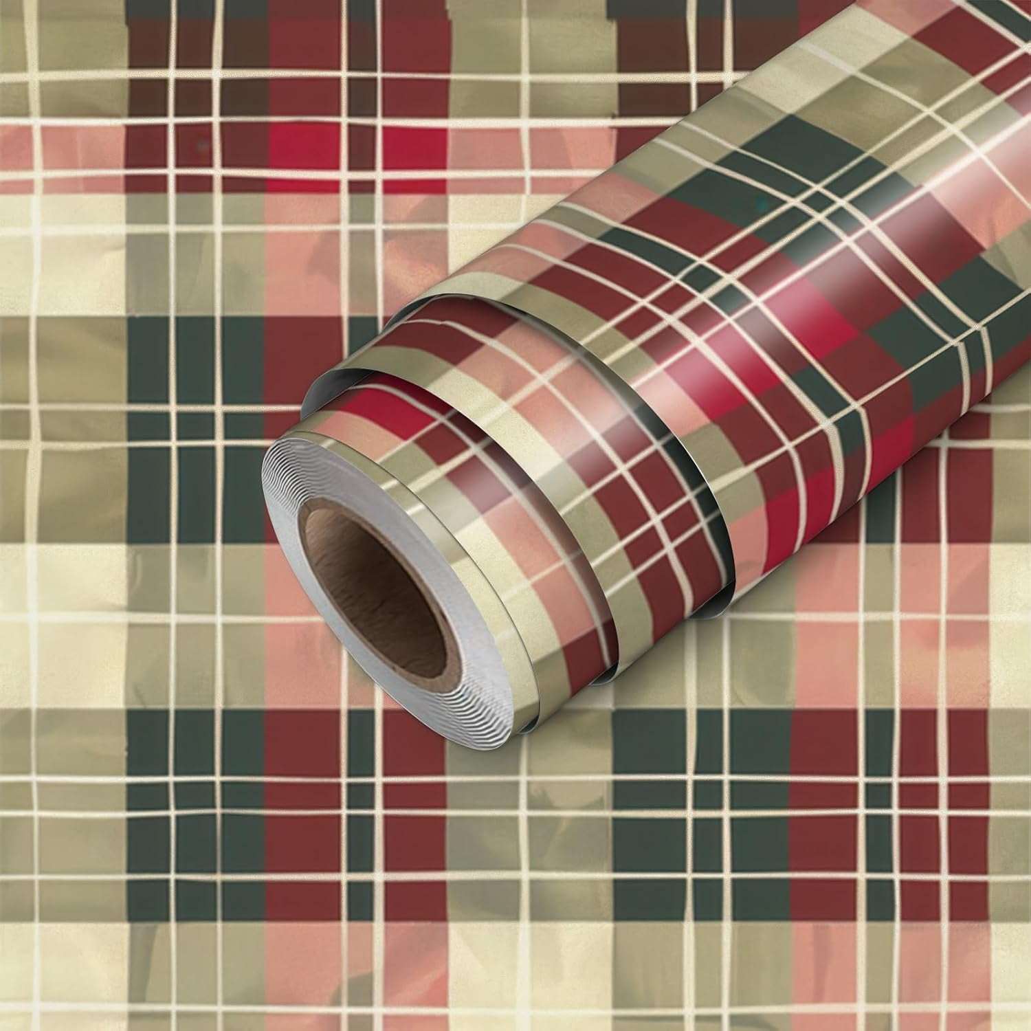 Plaid Wallpaper Peel and Stick Red Green Tartan Contact Paper Wall ...