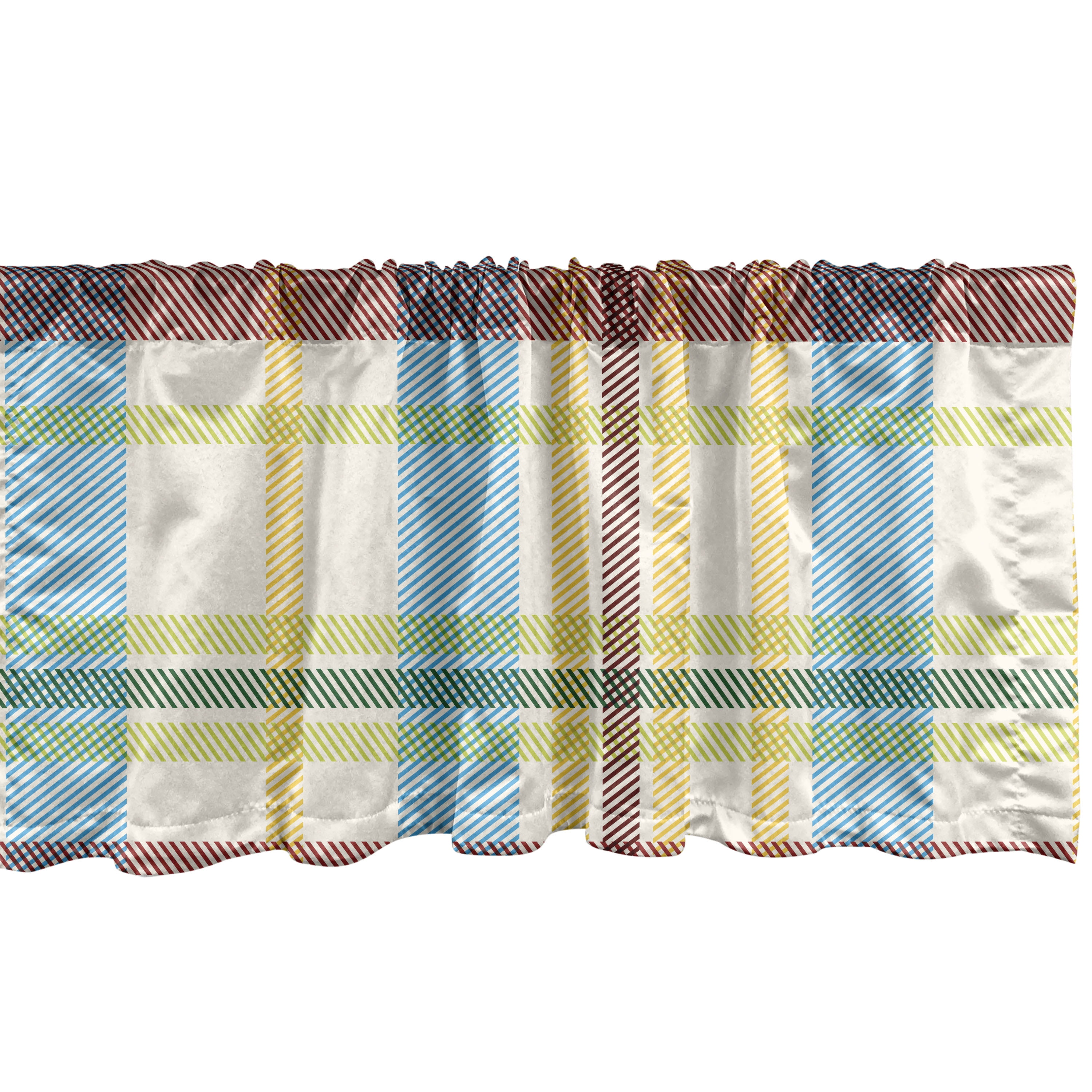 Plaid Window Valance, Geometric Design Colorful Tartan Motif Stripes ...