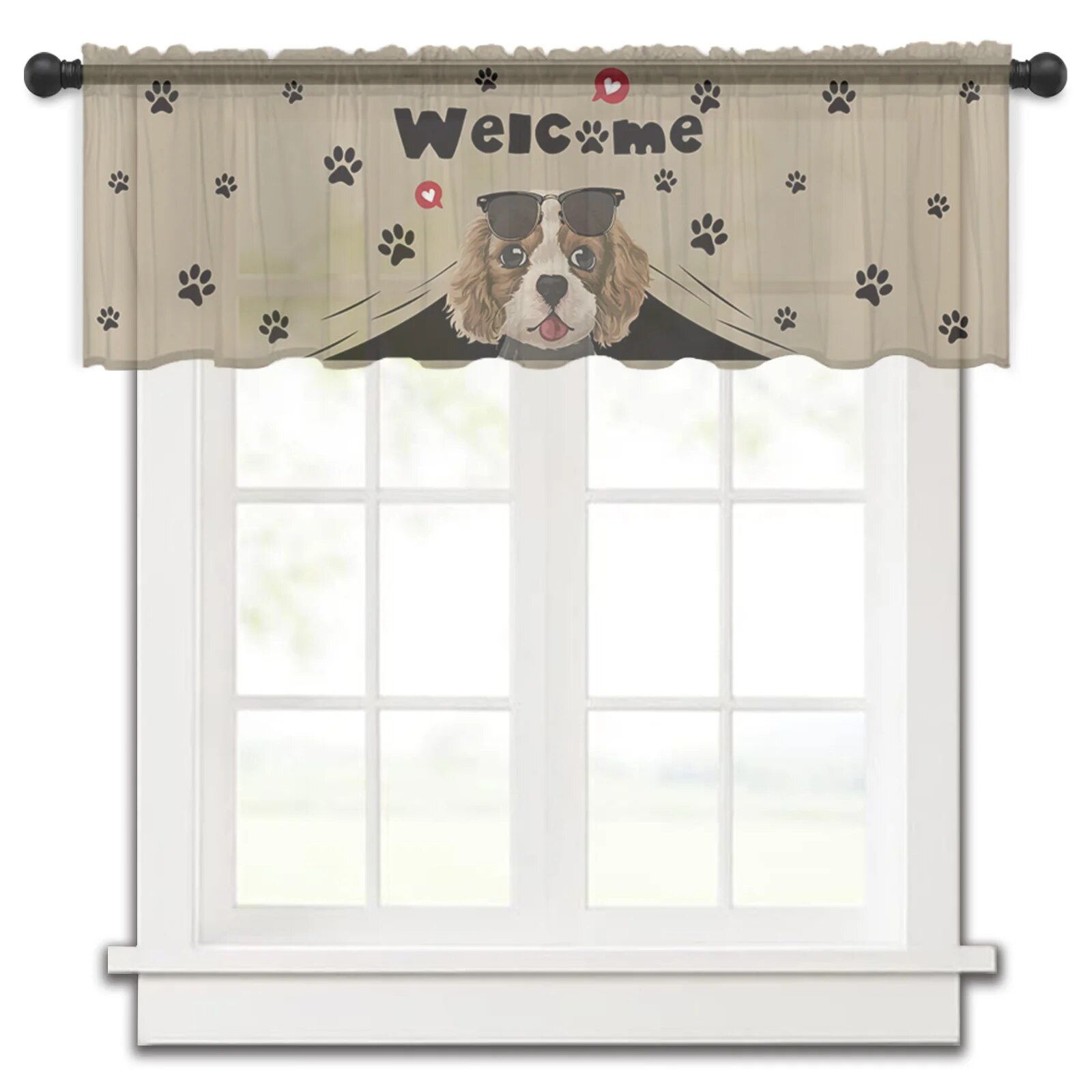 Plaid Wood Grain Retro Welcome Short Tulle Curtain Bedroom Sheer Window ...