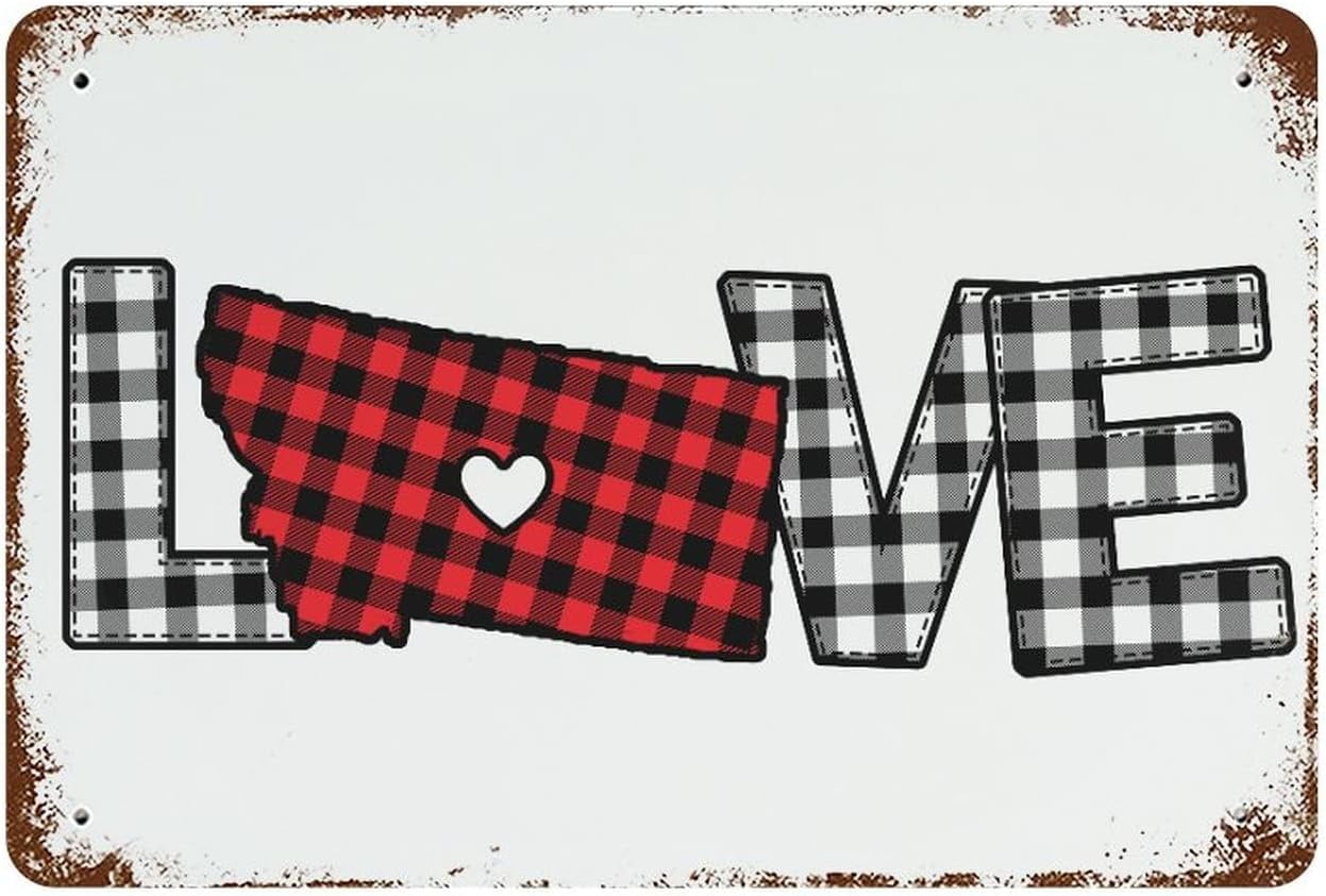 Plaids US States Tin Signs Funny Metal Signs Valentine's Day US States ...