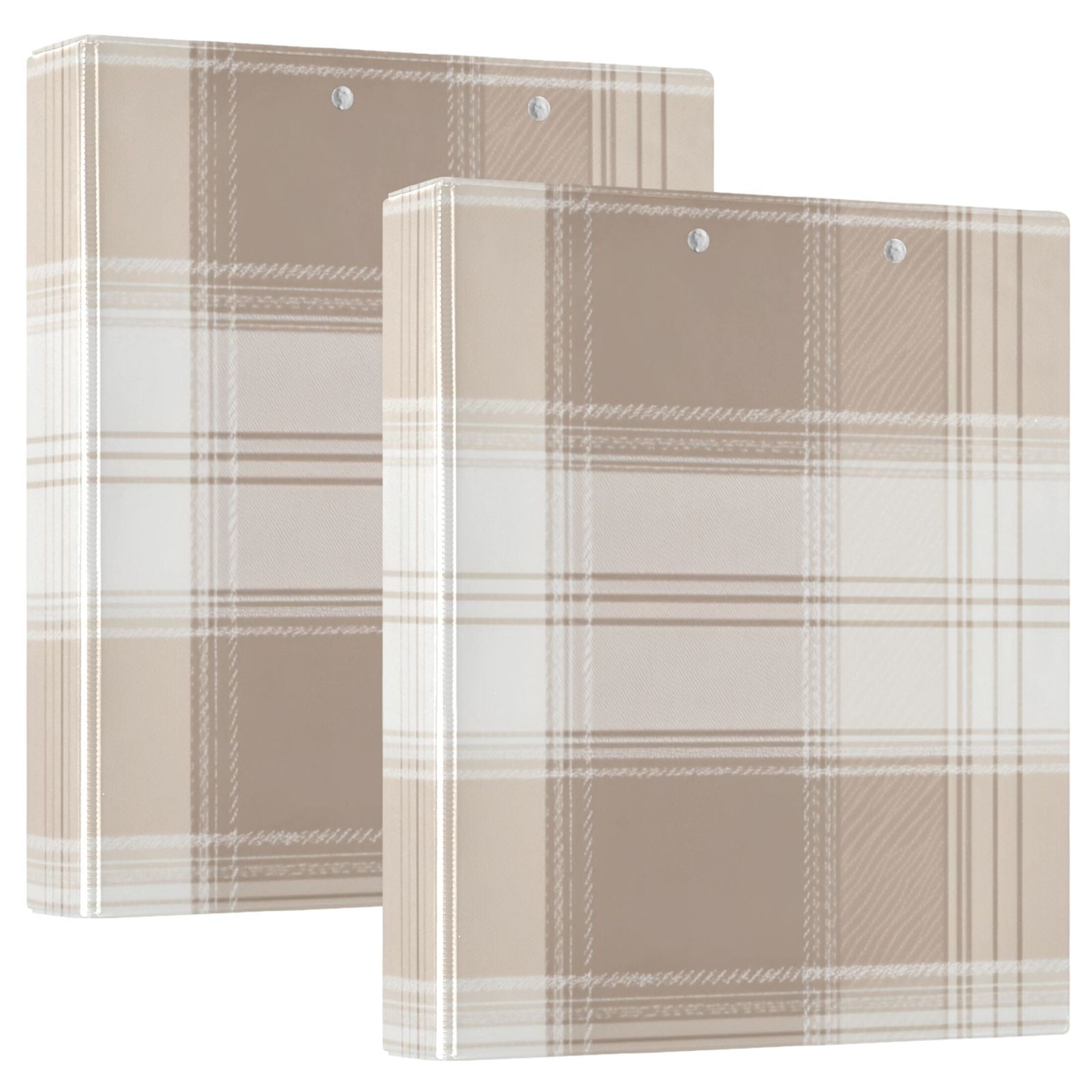 Plaids in Brown and Beige Round Ring Binder 3 Rings 1.5" Capacity File ...