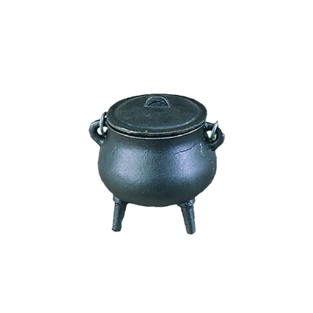 Plain 3.5" Small Cast Iron Cauldron with Lid and Carry Handle for Spells, Smudging, Ritual ...